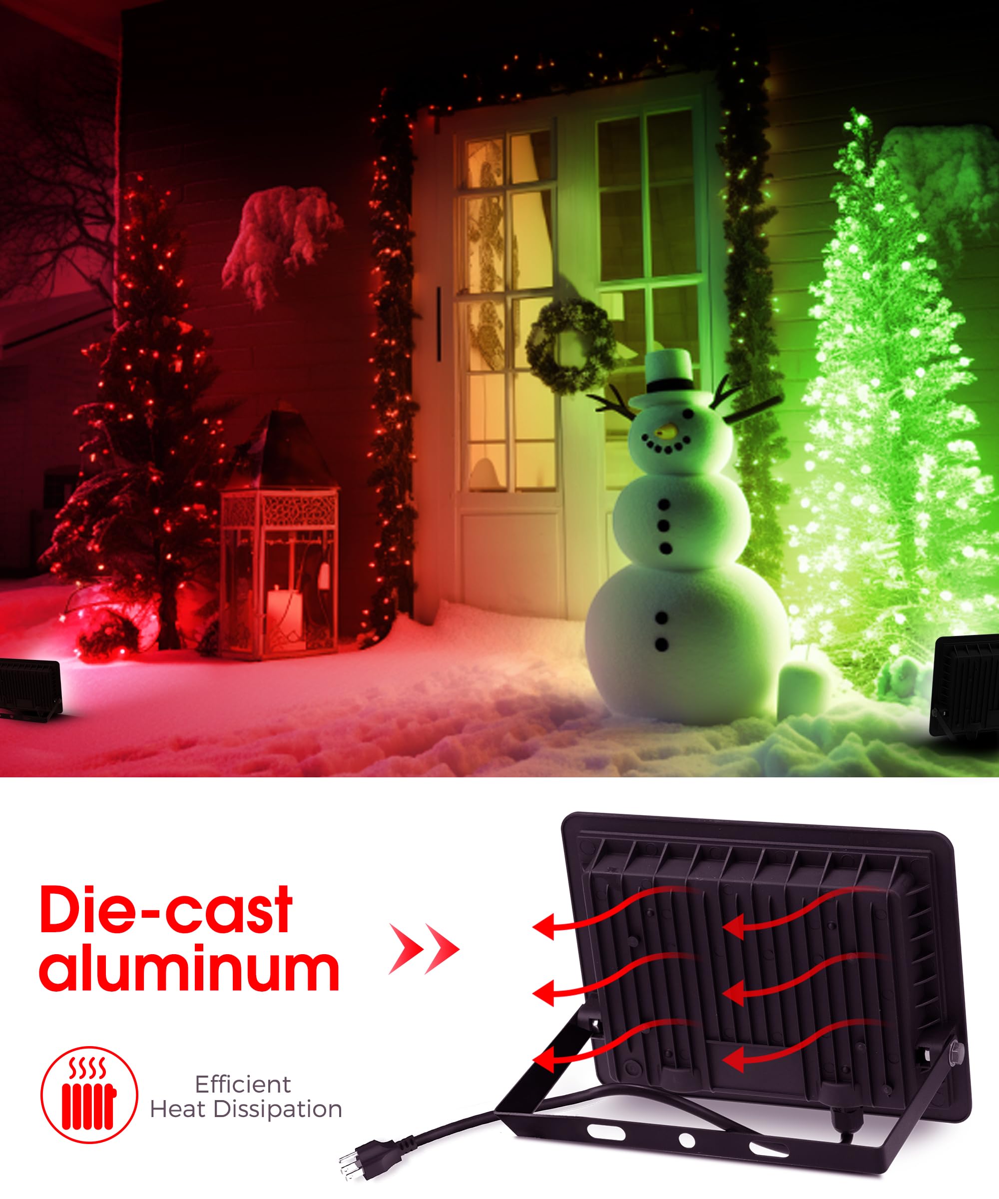 LOHAS Red LED Flood Light Outdoor, ???? ?? ???? 50W Plug in Flood Light ...