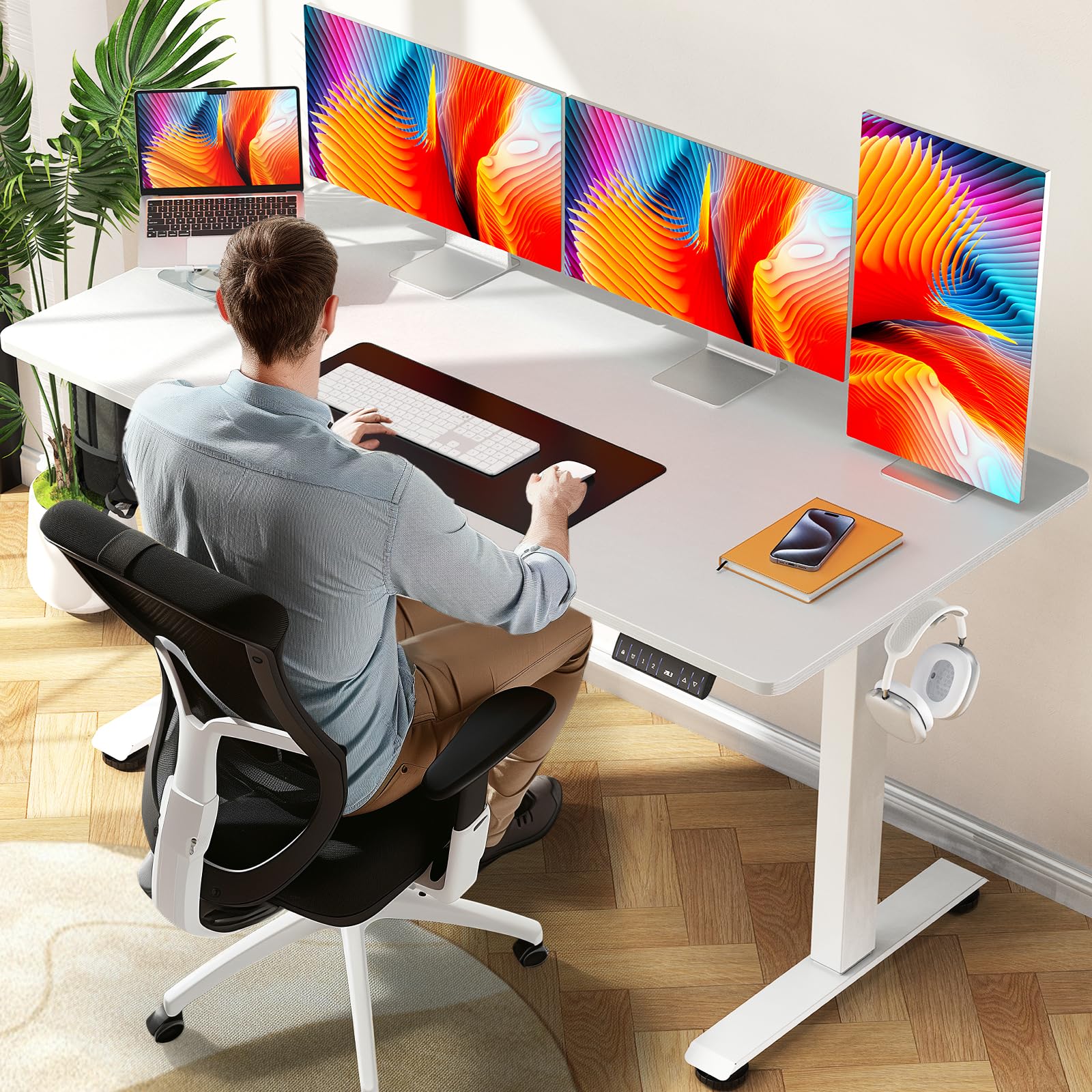 Veken 55 Inch Electric Standing Desk, Height Adjustable Sit Stand Up ...