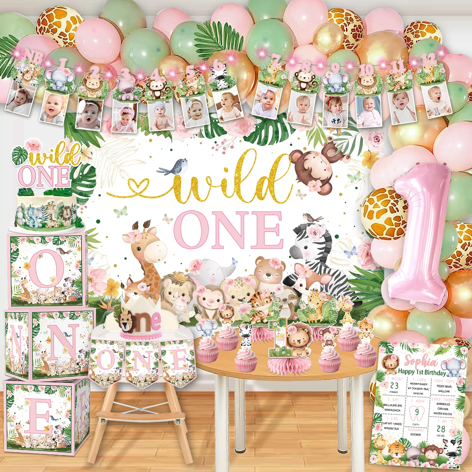 Amazon.com: morabloomy 116Pcs Wild One Birthday Decorations 1st Girl ...