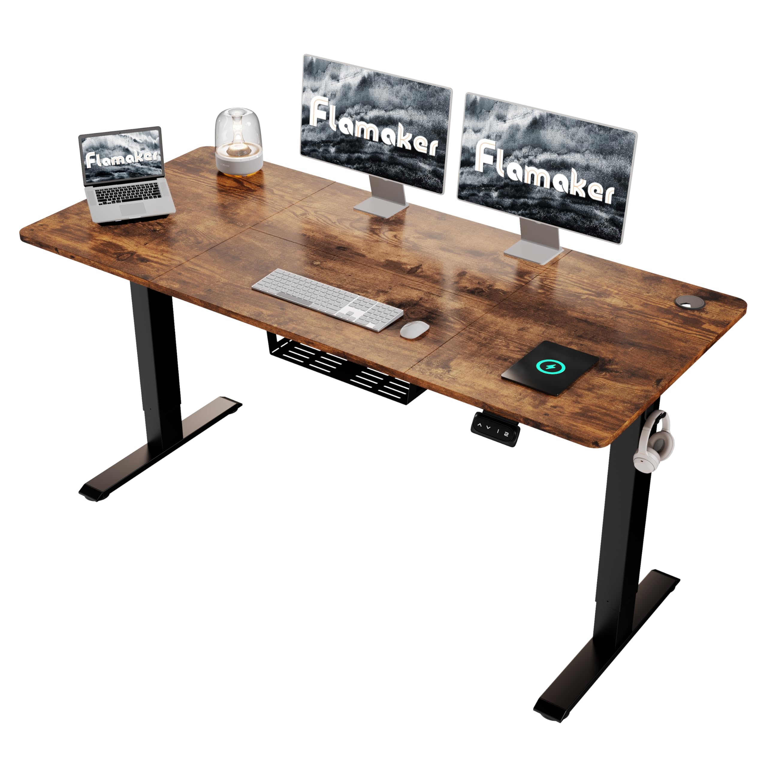 Flamaker Standing Desk 160 x 70 cm with Cable Management Tray and 2 ...