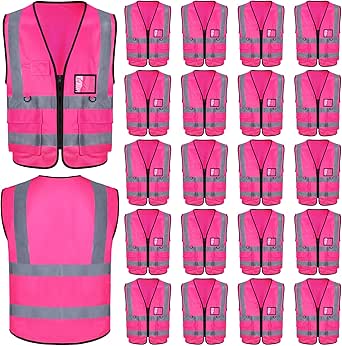 Amazon.com: EBOOT 20 Pcs Pink Vests High Visibility Reflective Vest ...