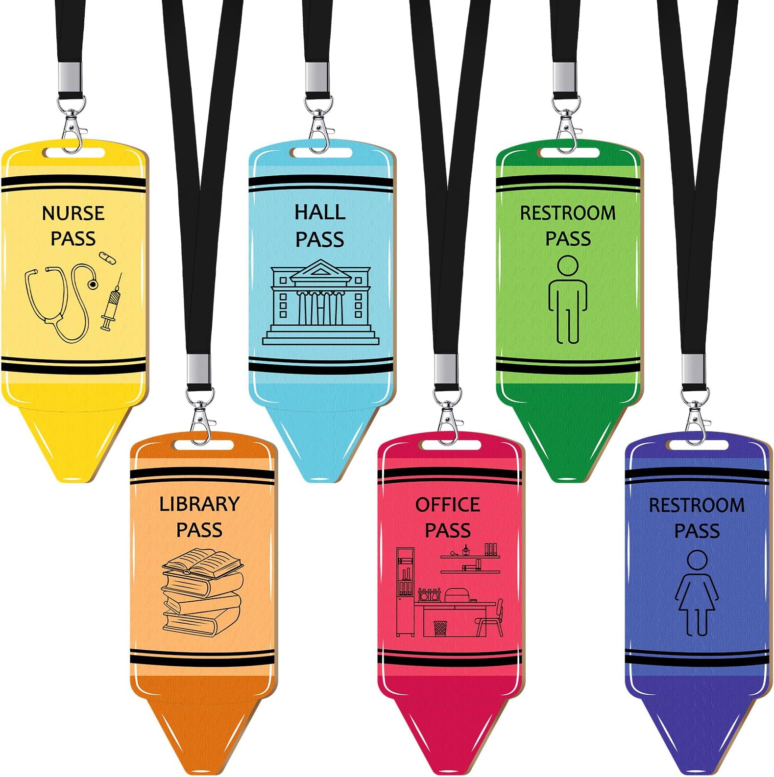 Amazon.com: Sabary 6 Sets Hall Pass Lanyards and School Passes Set ...