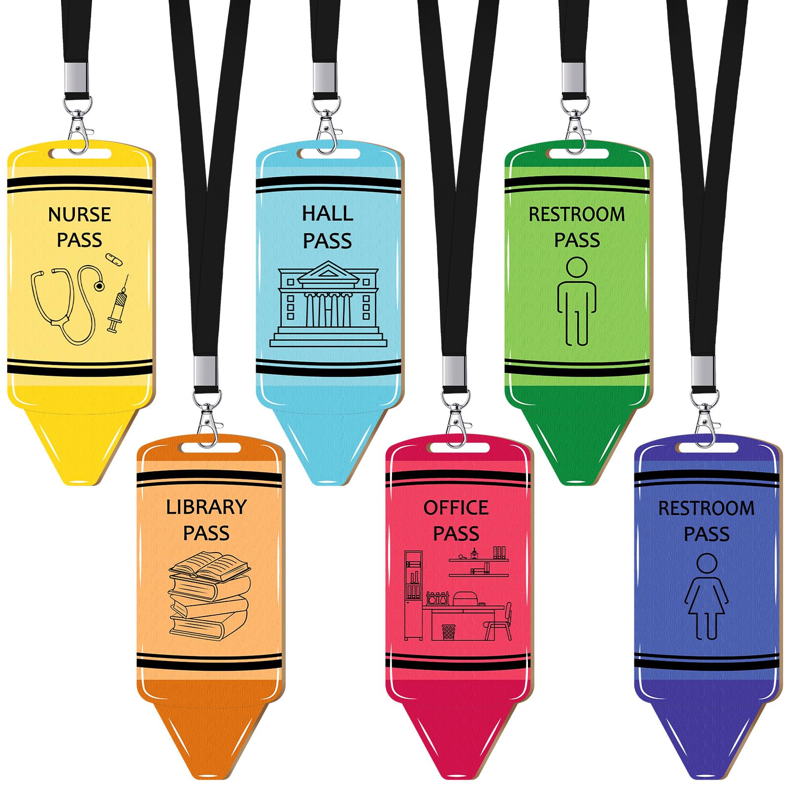 Unbreakable Hall Passes Set 6 Pack Wooden Hall Passes With Lanyards ...