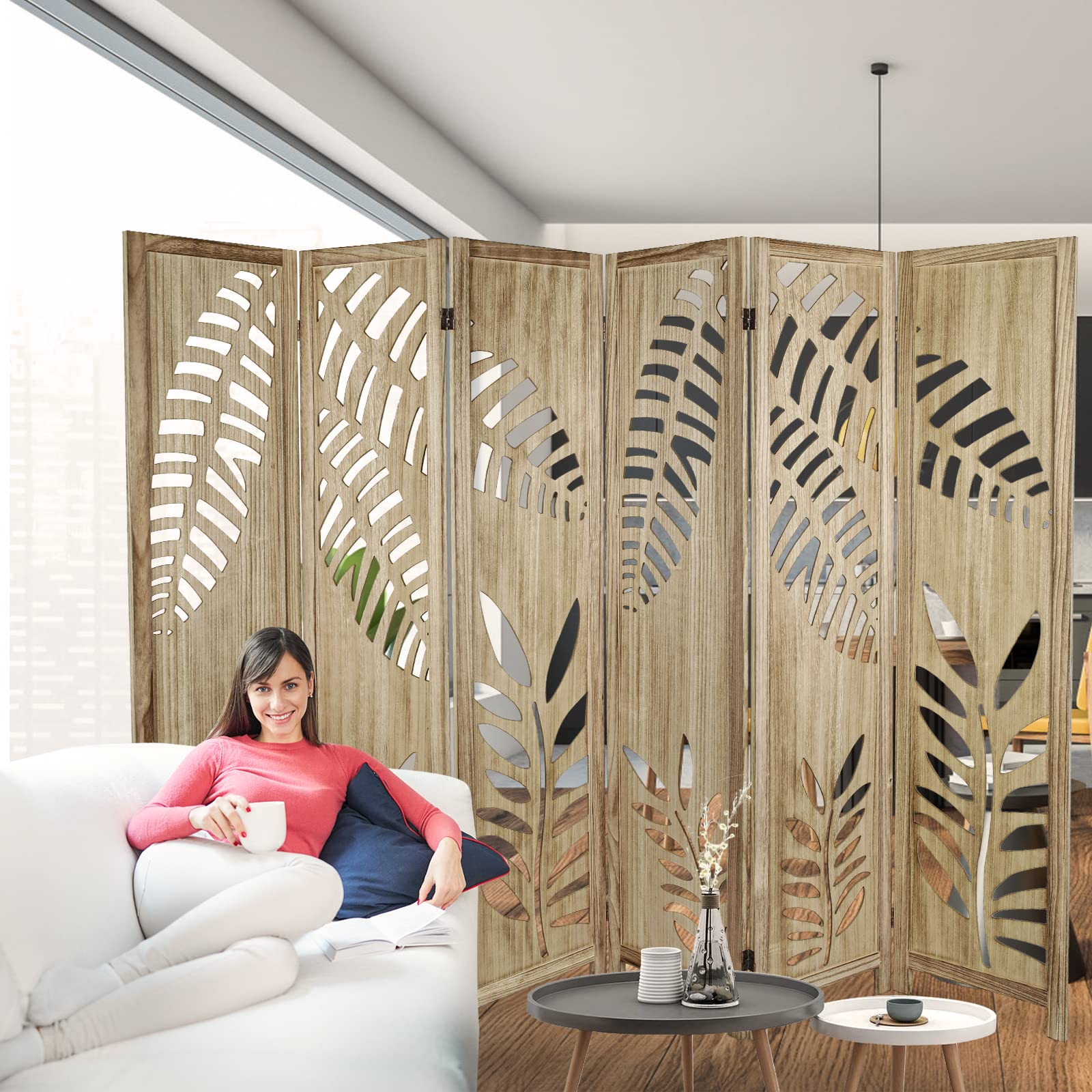 Snapklik.com : Babion 6 Panel Room Dividers, 5.6Ft Home Carved Wood ...