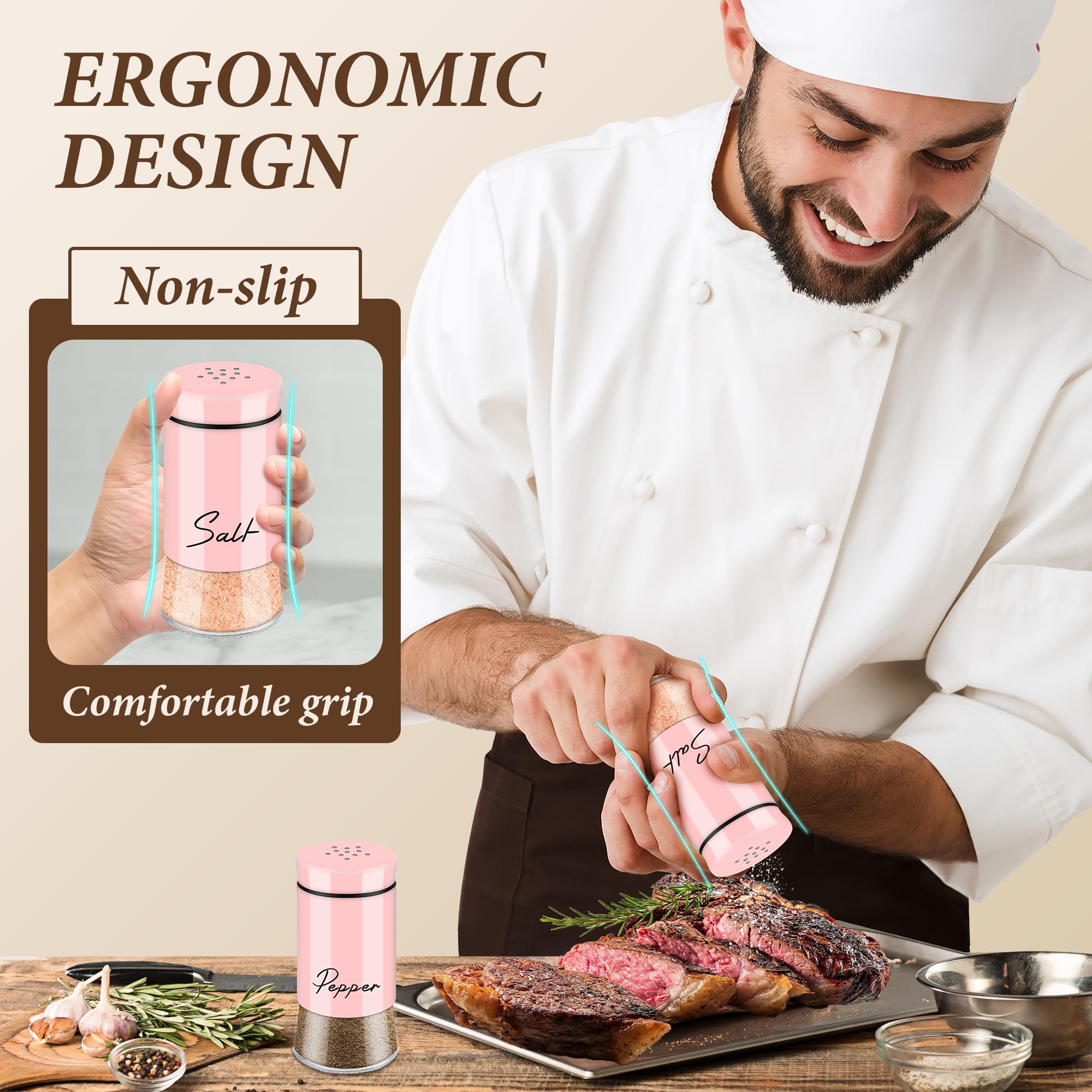 Pink Stuff Pink Salt And Pepper Shakers Set - 5 Oz Farmhouse Kitchen ...