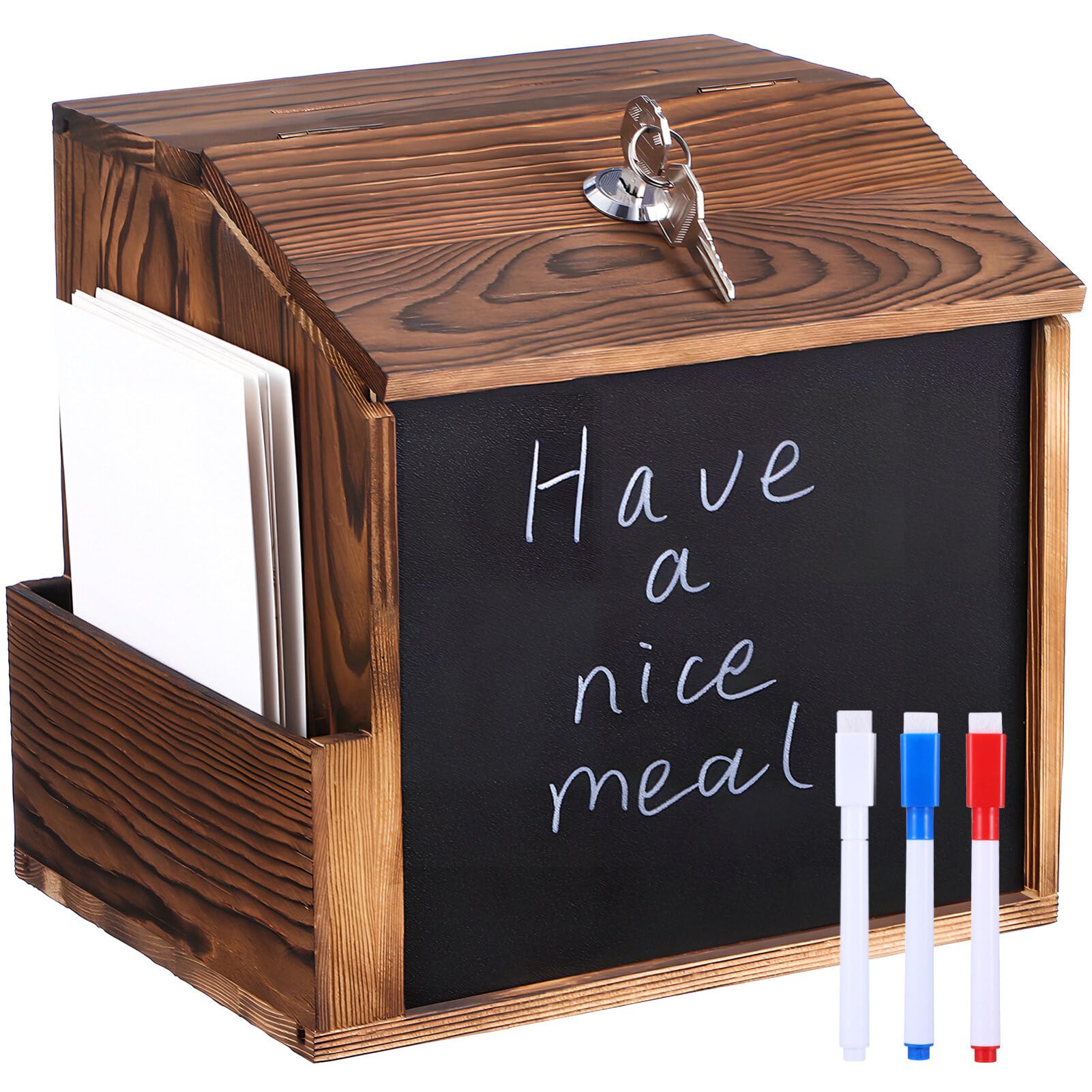 Amazon.com: Uonlytech Wooden Suggestion Box with Lock Chalkboard Wall ...
