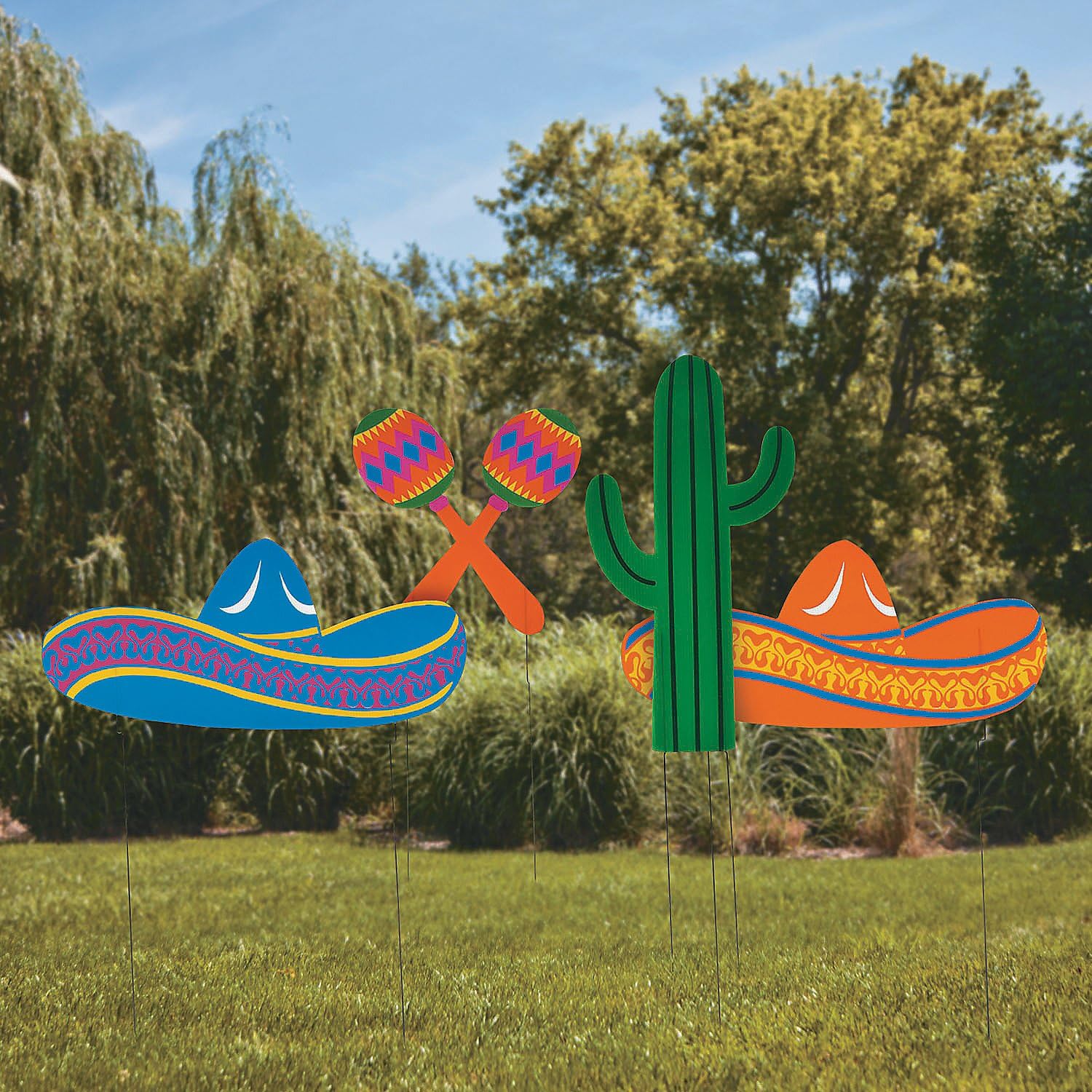 Amazon.com : Fiesta Yard Signs (4 piece set) Includes sombreros, cactus ...