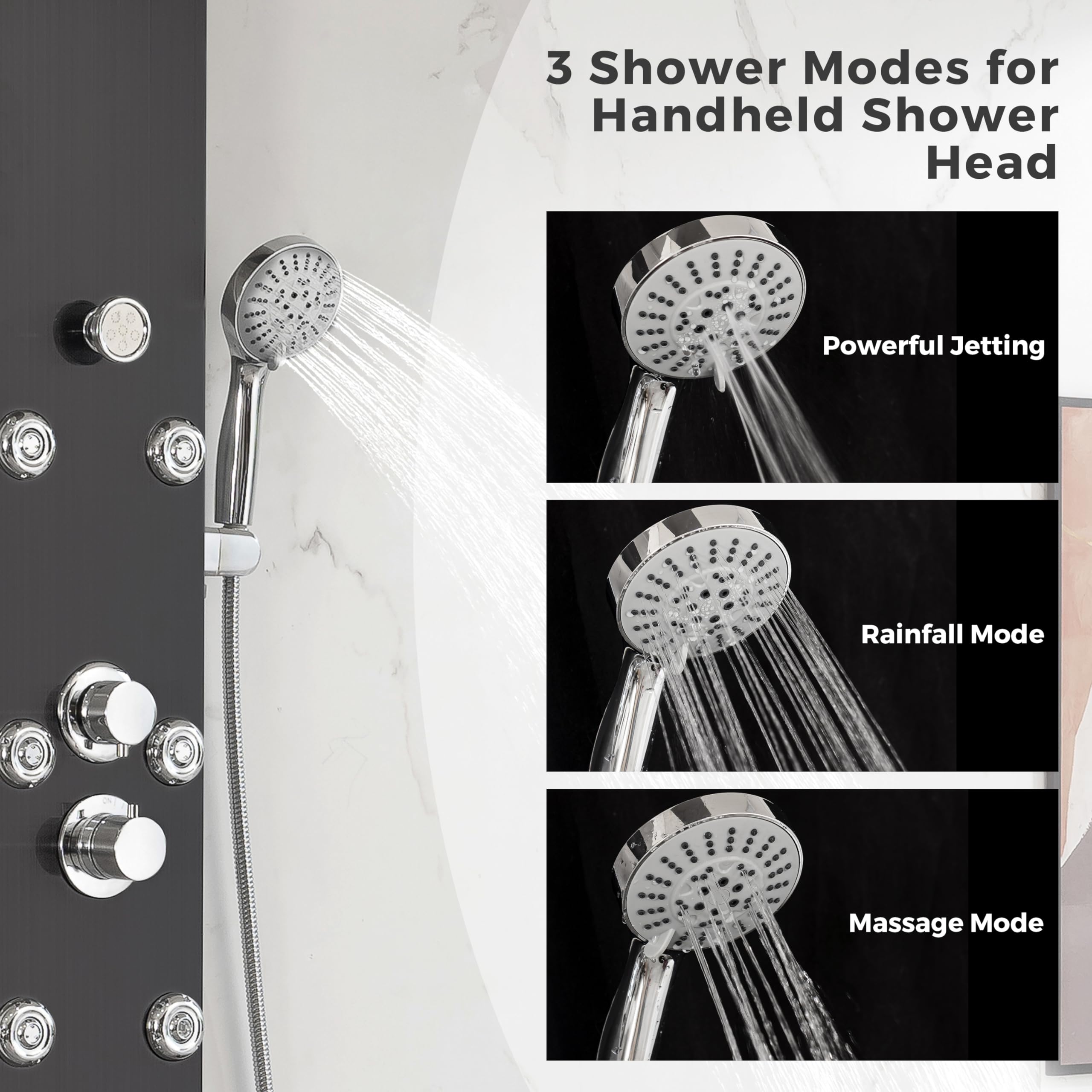 Snapklik.com : DELAVIN Shower Panel Stainless Steel Shower Tower, 5 ...