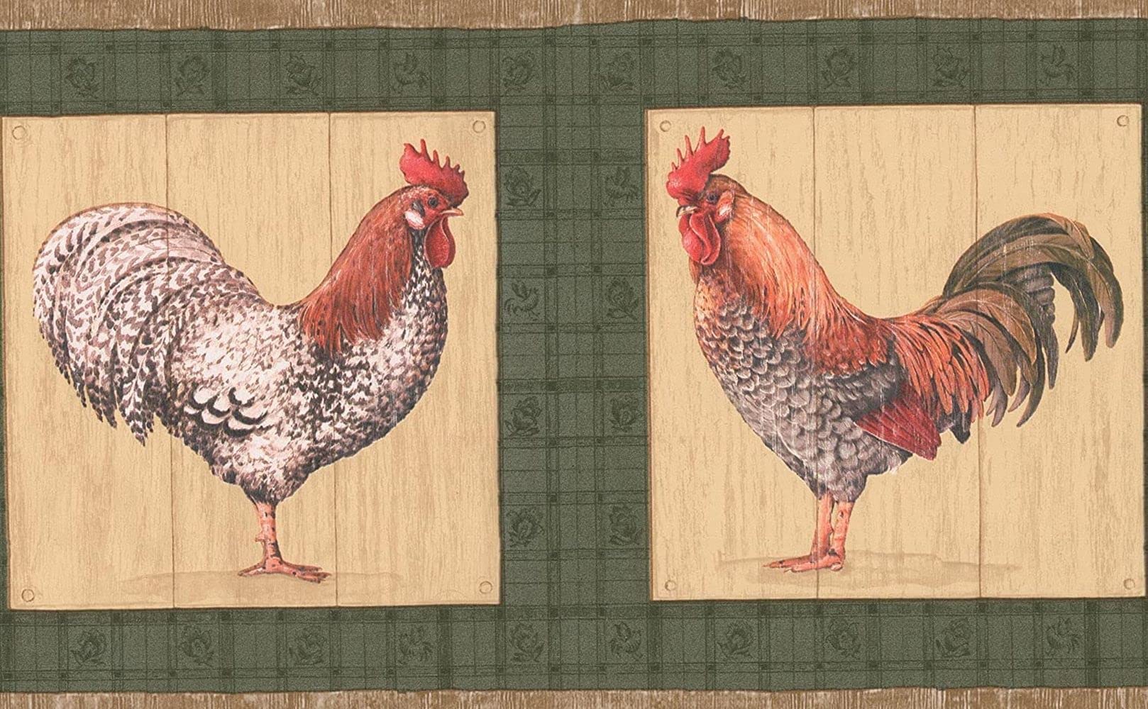 Chicken Wallpaper Borders For Kitchens Rooster Carriage Eggs Village