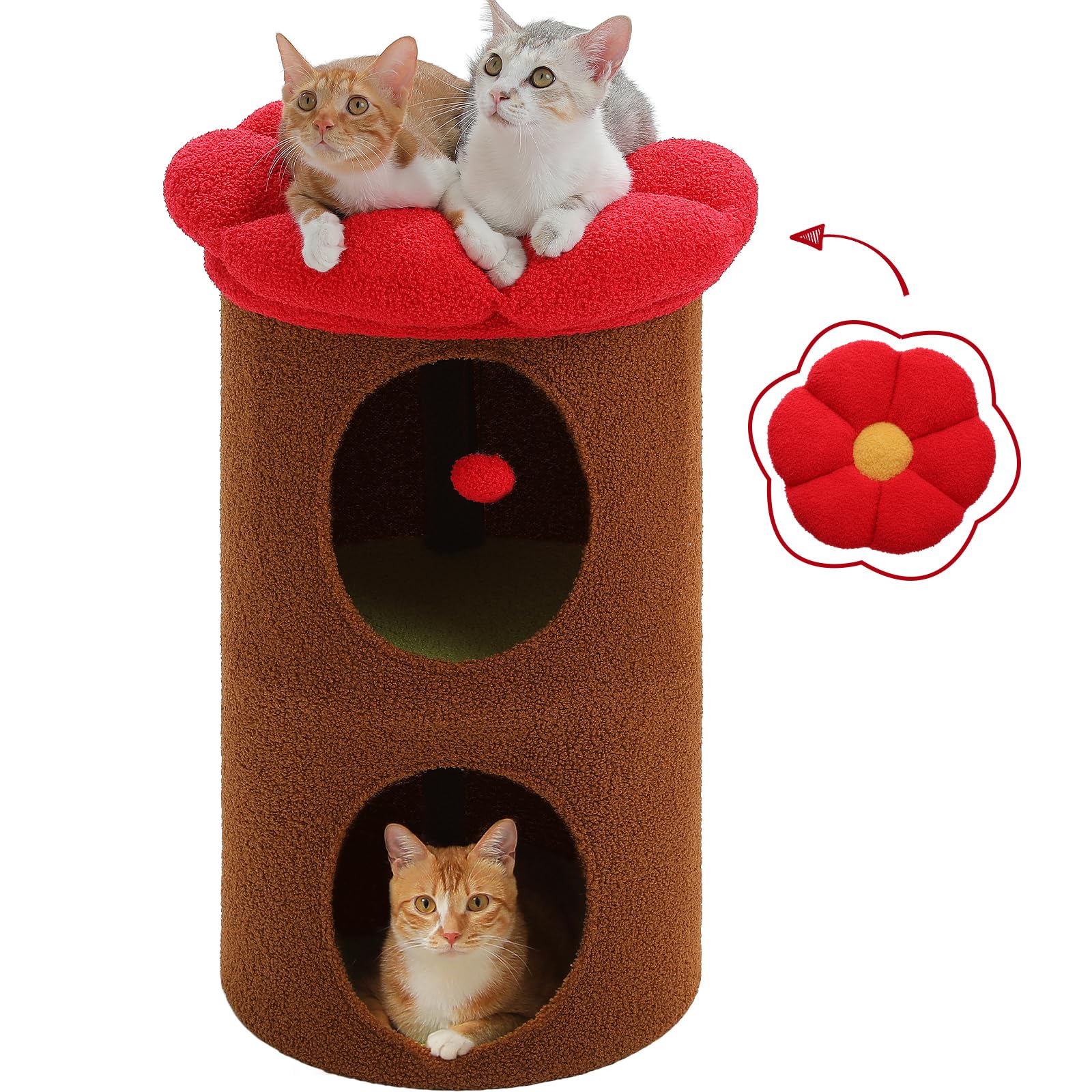 Amazon.com : PETEPELA 2-Level Cat Beds for Indoor Cats, Cat Tree Cat ...