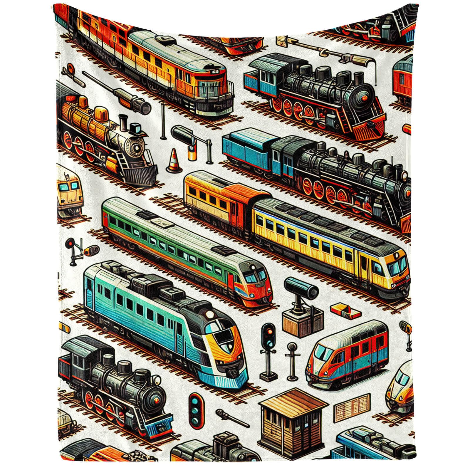 Amazon.com: Train Throw Blanket - Soft Flannel Train Blankets for Girls ...
