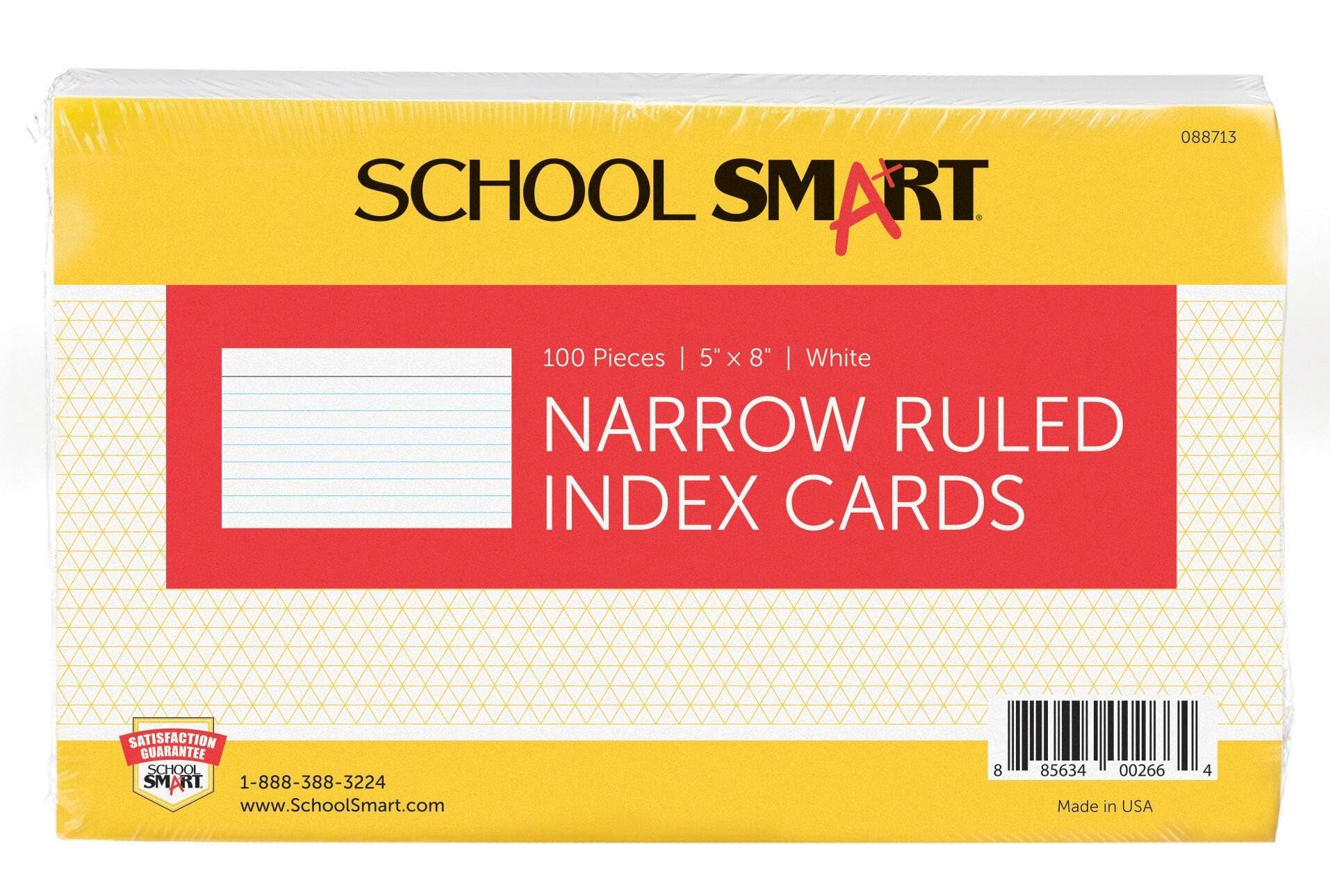 Amazon.com: School Smart Ruled Index Cards, 5 x 8 Inches, White, Pack ...