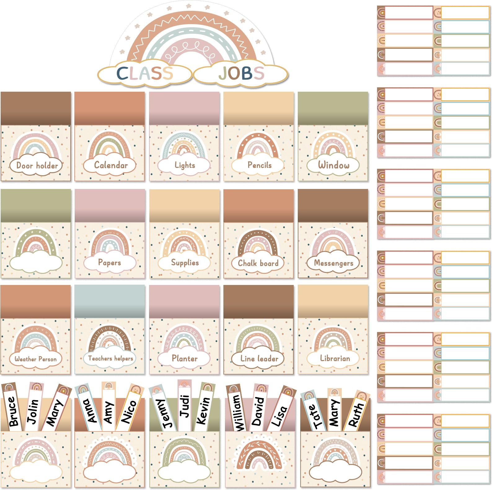 Snapklik.com : 81 Piece Boho Rainbow Class Jobs Bulletin Board Boho ...