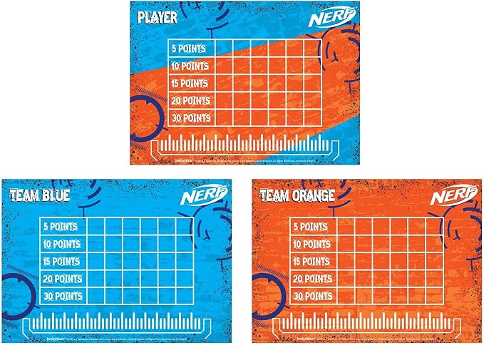 Amazon.com: Amscan Nerf Score Cards, 7" x 5", Pack of 24, Orange and ...