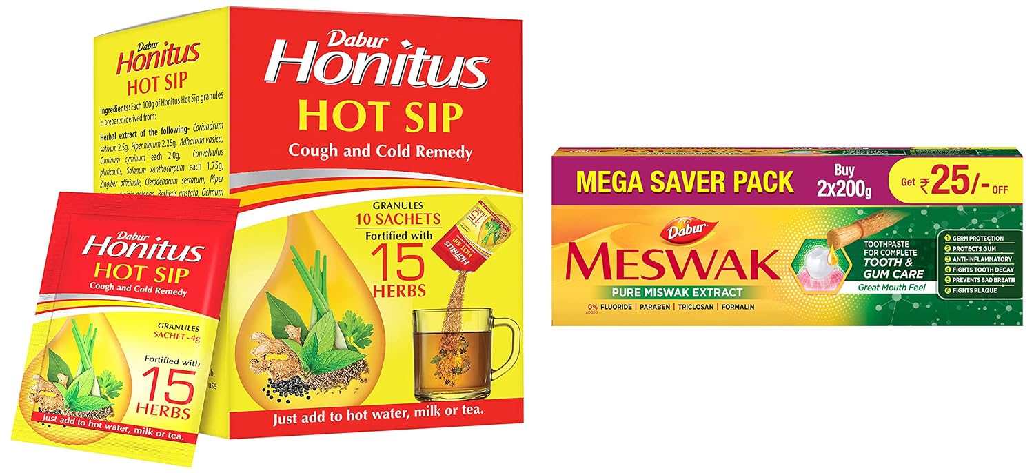 Buy Dabur Honitus Hot Sip Ayurvedic Kadha 4g Pack of 30 Sachets Cough ...