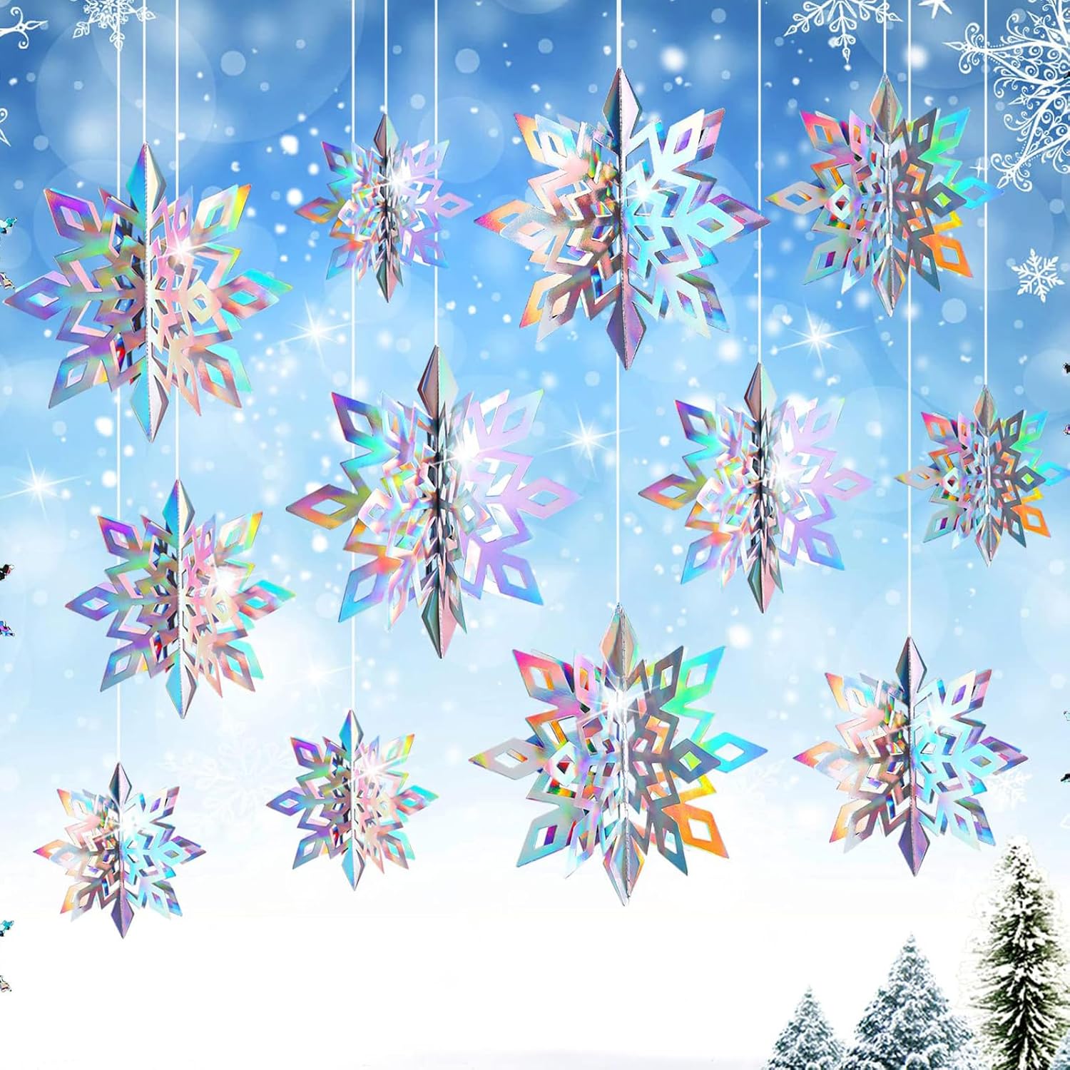 Amazon.com: Hanging Snowflake Decorations Winter Christmas - 12 Pcs ...