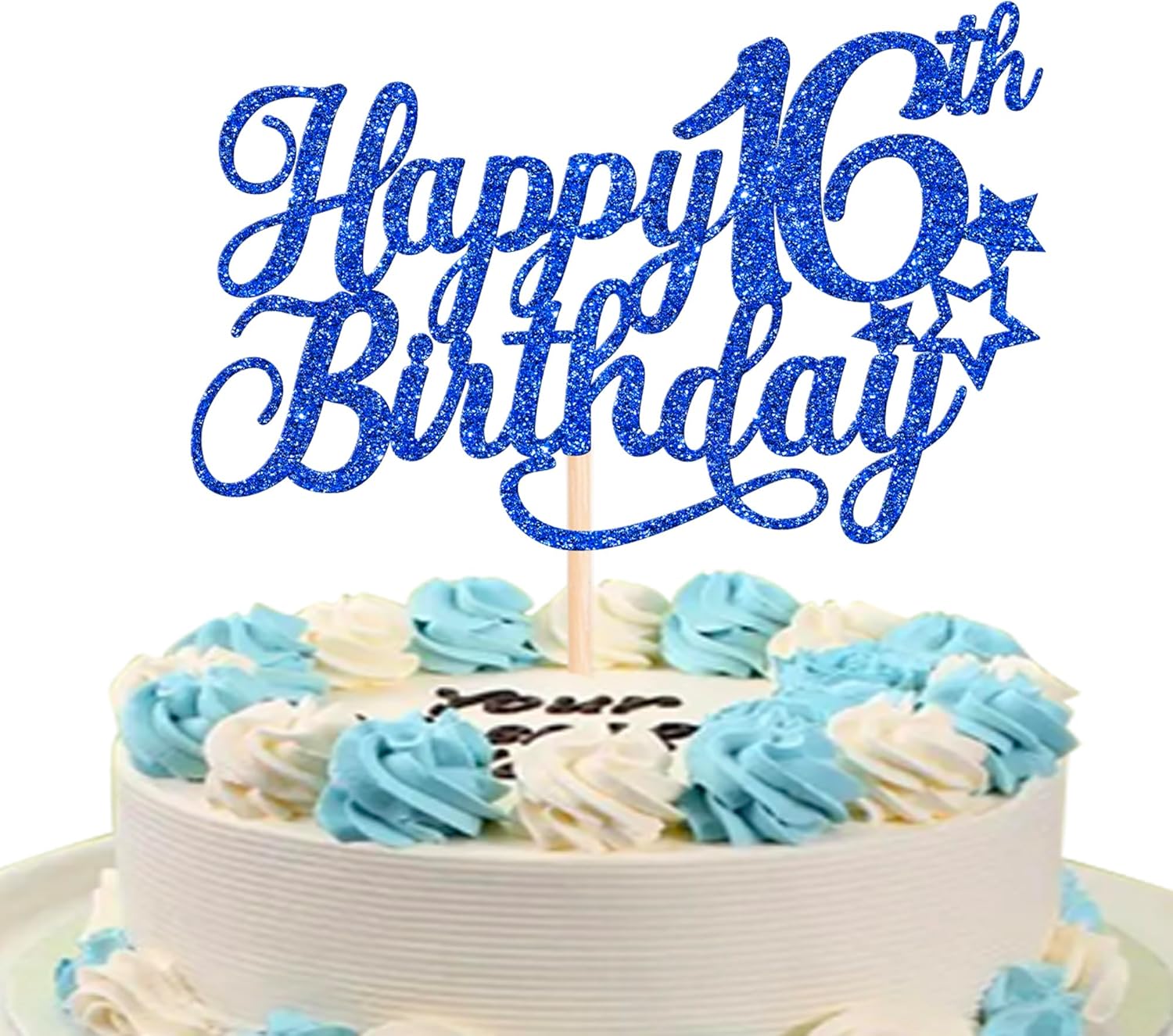 Amazon.com: 1 Pack Happy 16th Birthday Cake Topper Glitter Star Sweet ...