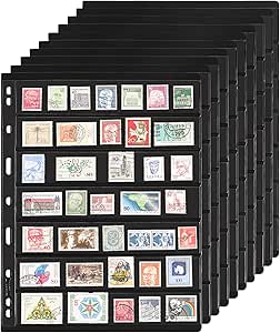 Amazon.com: 10 Sheets 20 Pages Postage Stamp Album Pages, 7 Pockets 7 ...