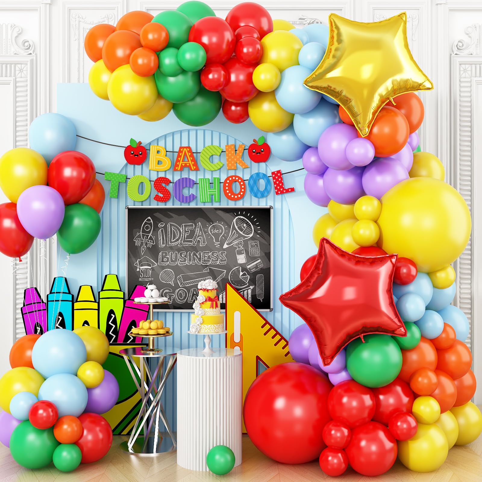 Amazon.com: Back to School Balloon Garland Arch Kit, Rainbow Balloon ...