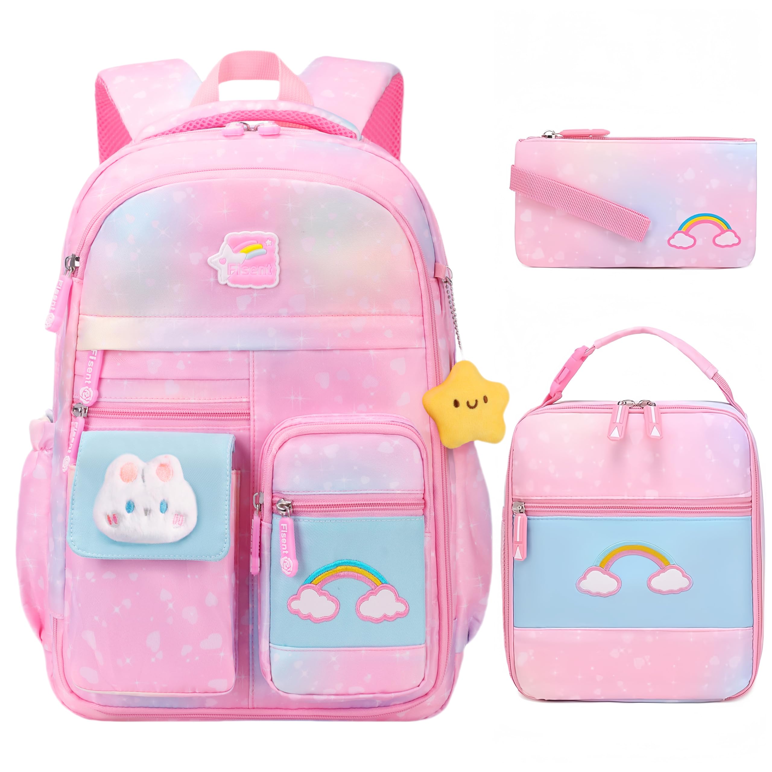 Amazon.com: Flrsea Kids Backpacks for Girls, 3PCS Rainbow Girls ...