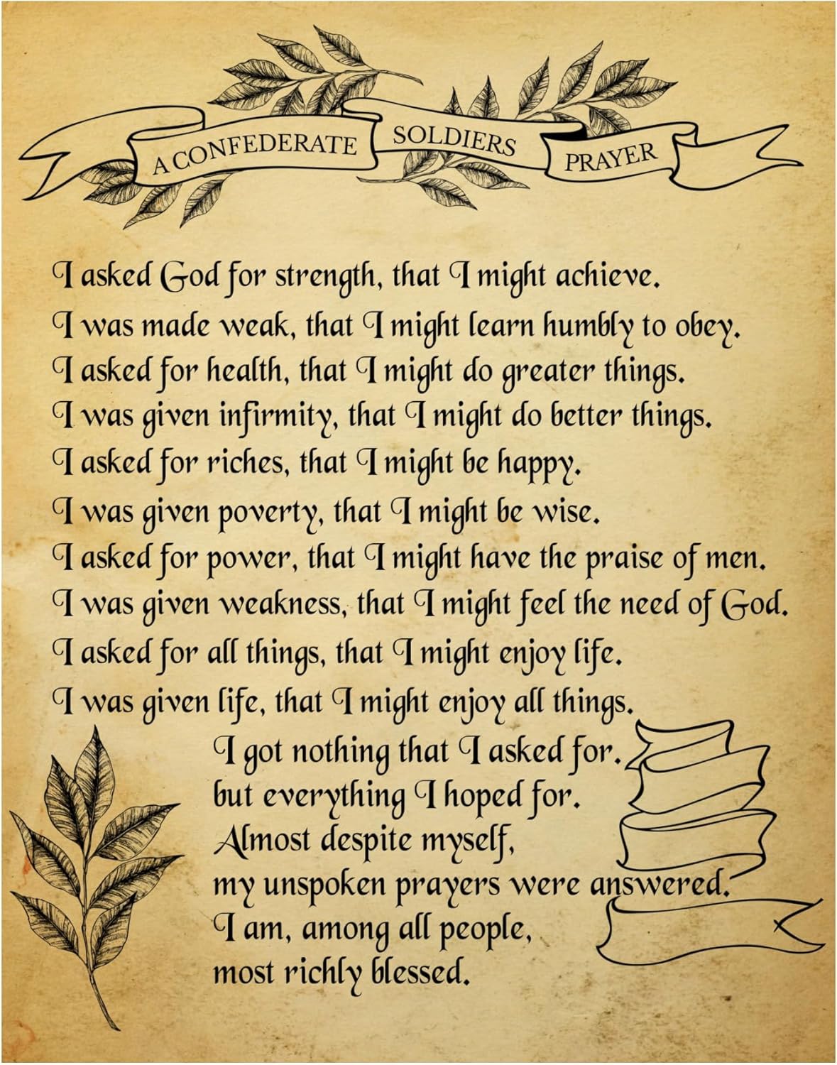 Amazon.com: A Confederate Soldiers Prayer - Military Wall Art ...