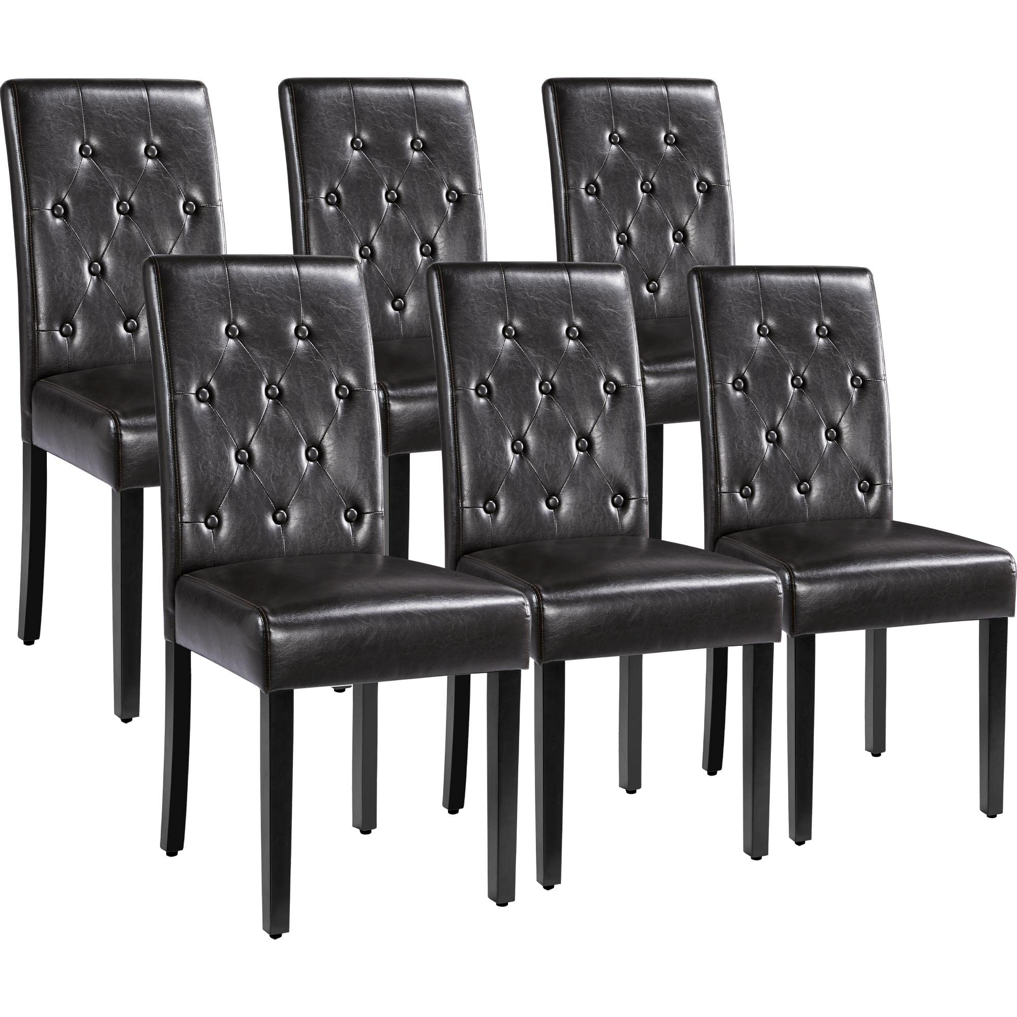 Yaheetech Dining Chairs Set of 6 Modern Kitchen Chairs with Faux ...