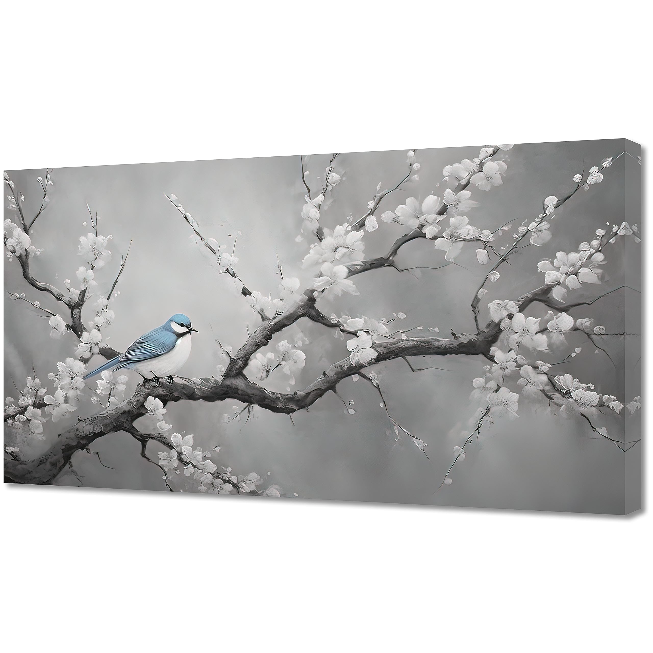 QIXIANG Blue Birds Canvas Wall Art Sparrow Standing on Branch Large ...