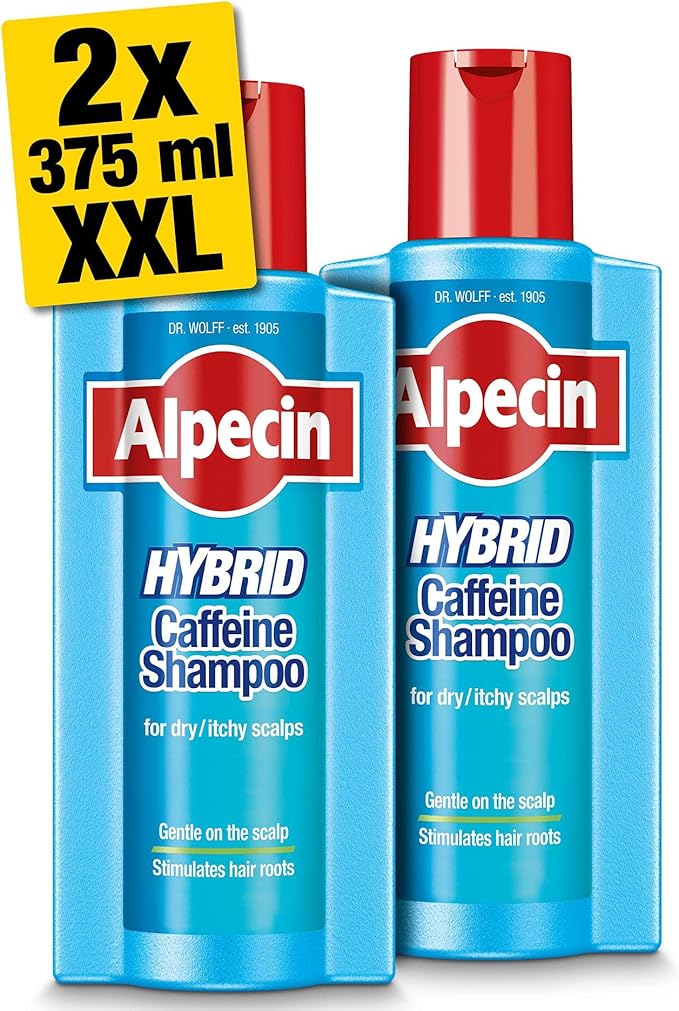 Alpecin Hybrid Schampo 2x 375ml | Naturligt hårväxtschampo för känslig ...