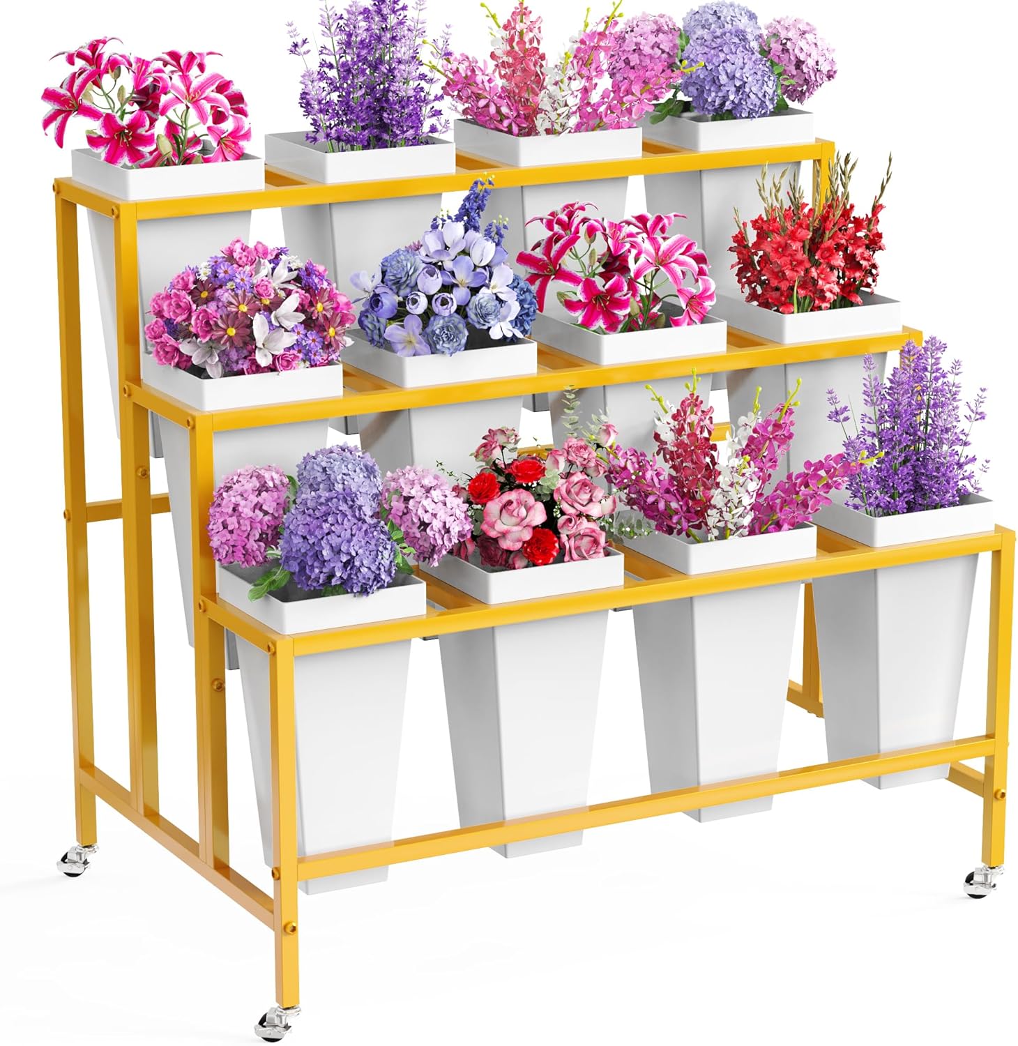 Amazon.com : Asee'm Flower Display Stand with 12 Buckets, 3 Layer Metal ...