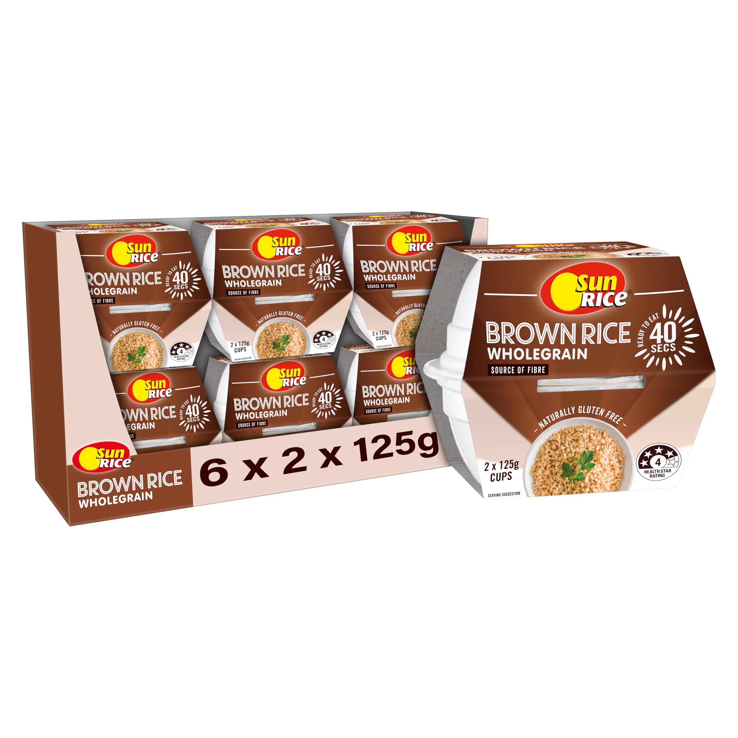 SunRice Microwave Brown Rice Cups 6x 2x125g : Amazon.com.au: Pantry ...