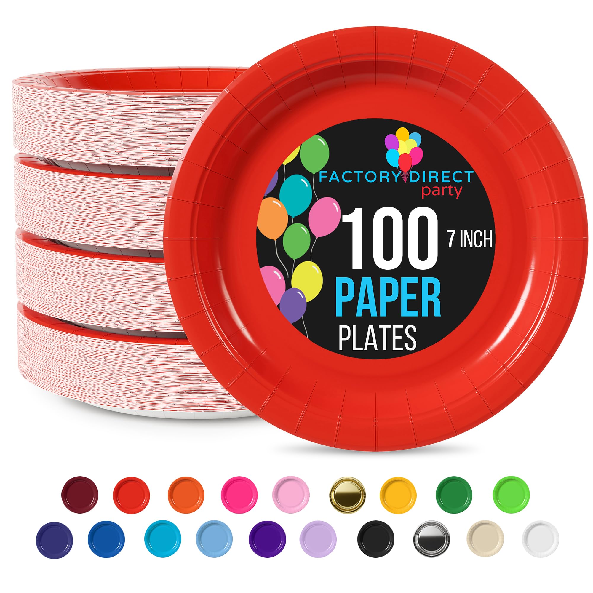 Amazon.com: Exquisite Red Paper Plates 7 Inch Heavy Duty Paper Plates ...