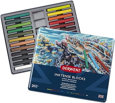 Derwent Inktense Blocks, 4mm Core, Metal Tin, 24 Count (2300443 ...