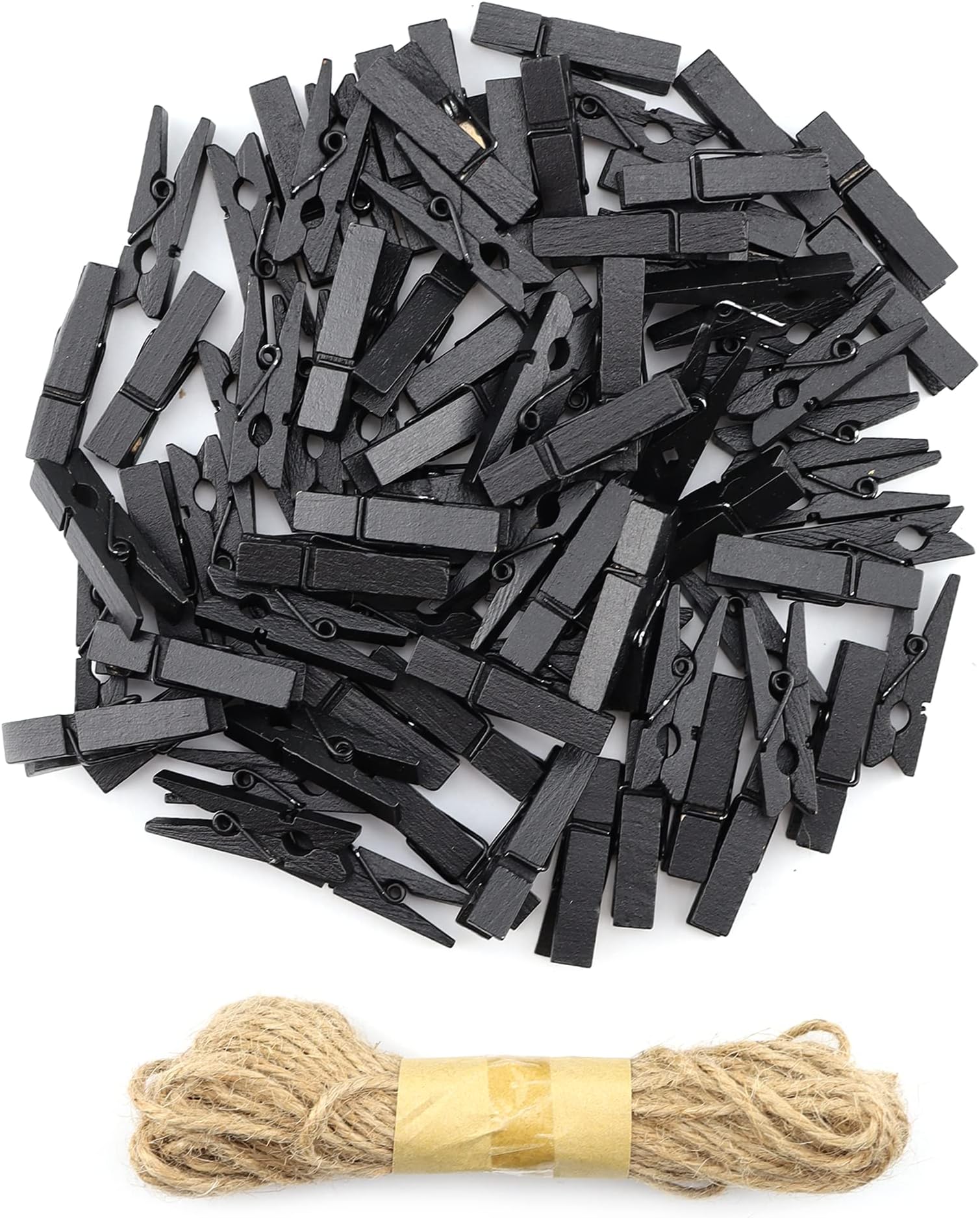 Amazon.com: HEEHEE 80 Pack Black Wooden Clothespins 1.38-Inch Small ...