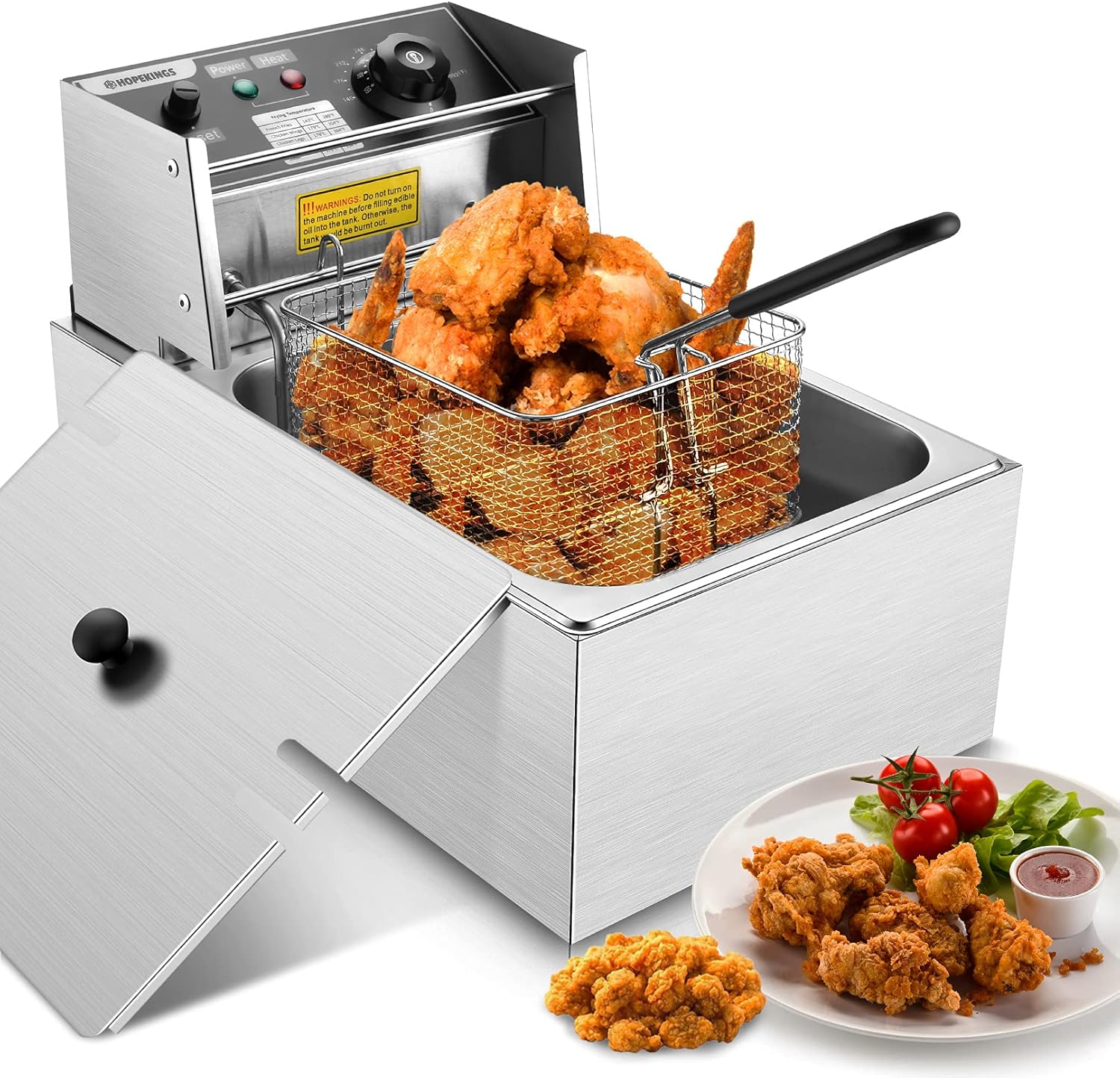 Amazon.com: Deep Fryer, 6.3QT/6L Stainless Steel Large Single-Cylinder ...