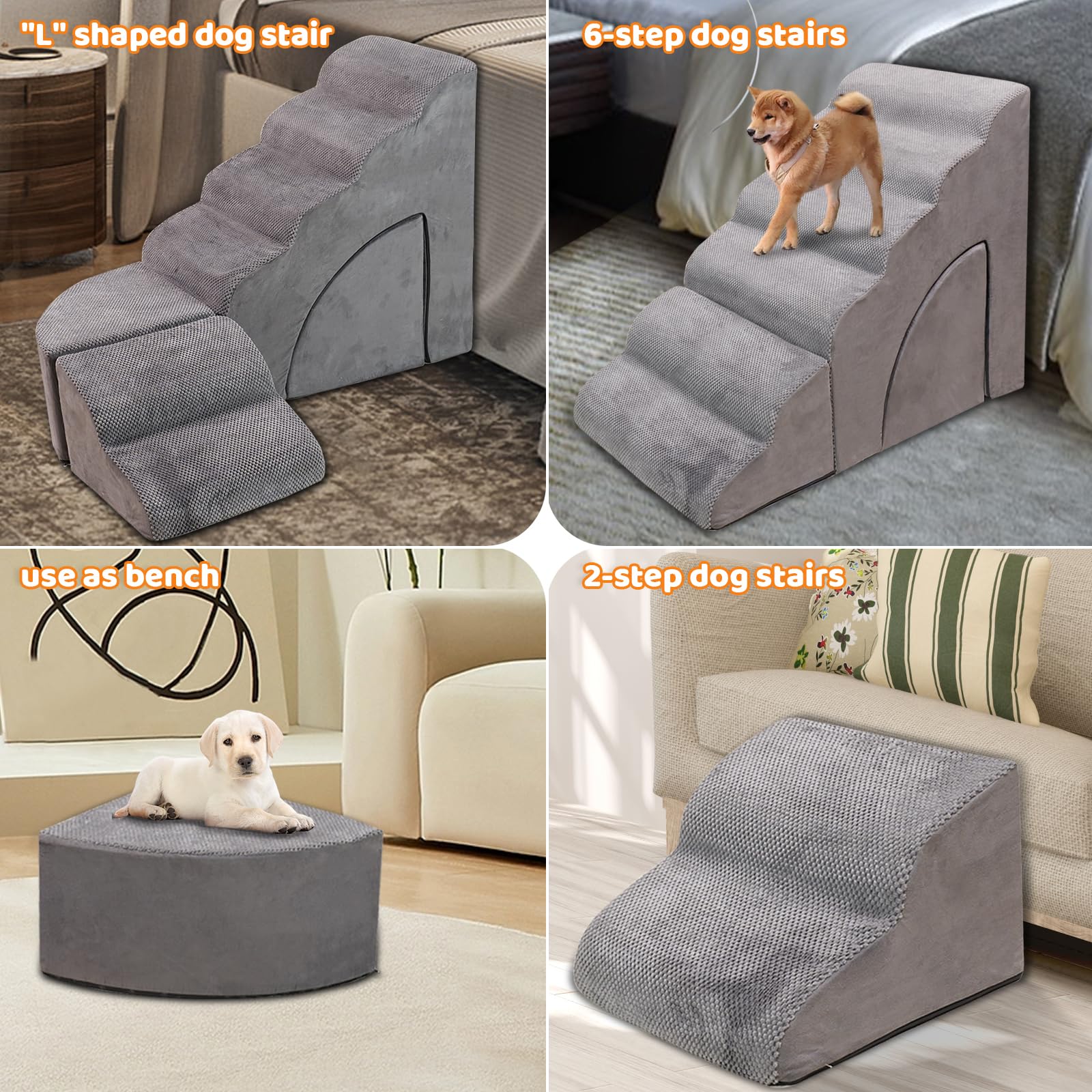 Dog Stairs 30 Inch High LitaiL 30" Dog Stairs For High Beds – 6-Step ...