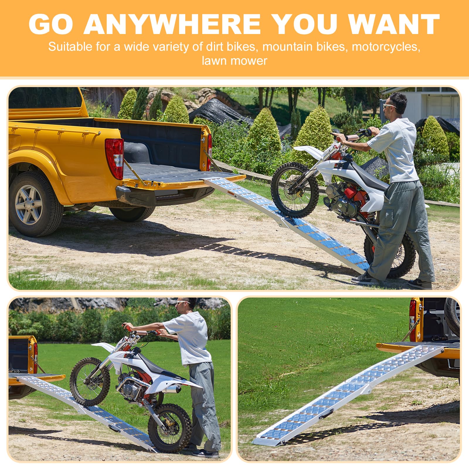 Snapklik.com : Gardhom Motorcycle Ramps For Pickup Trucks 1500lbs Heavy ...