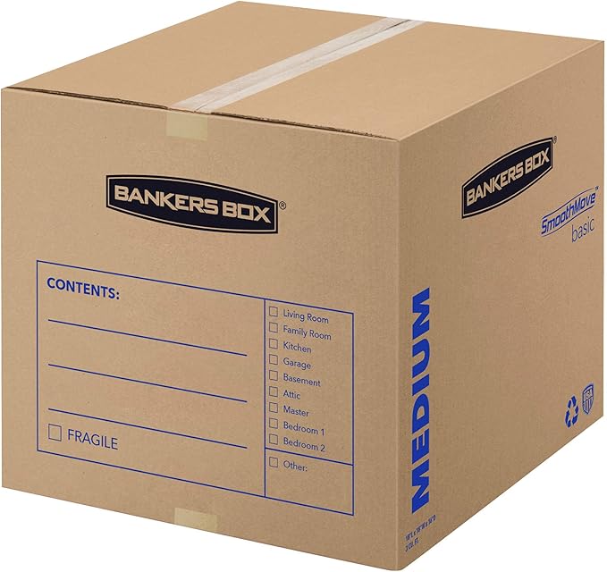 Amazon.com : Bankers Box Medium Moving Box 10 Pack, Pre-Printed for ...