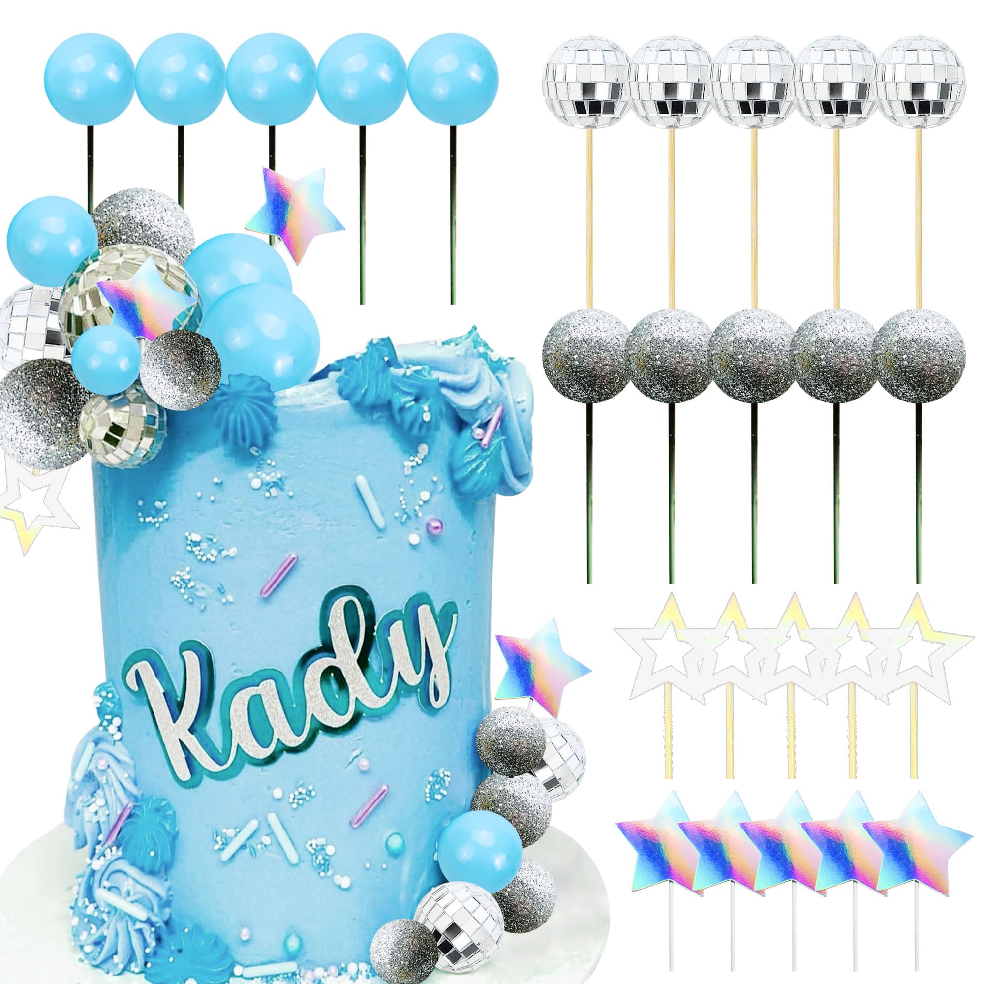 Snapklik.com : Blue Disco Ball Cake Topper Dancing Queen Cake Topper ...