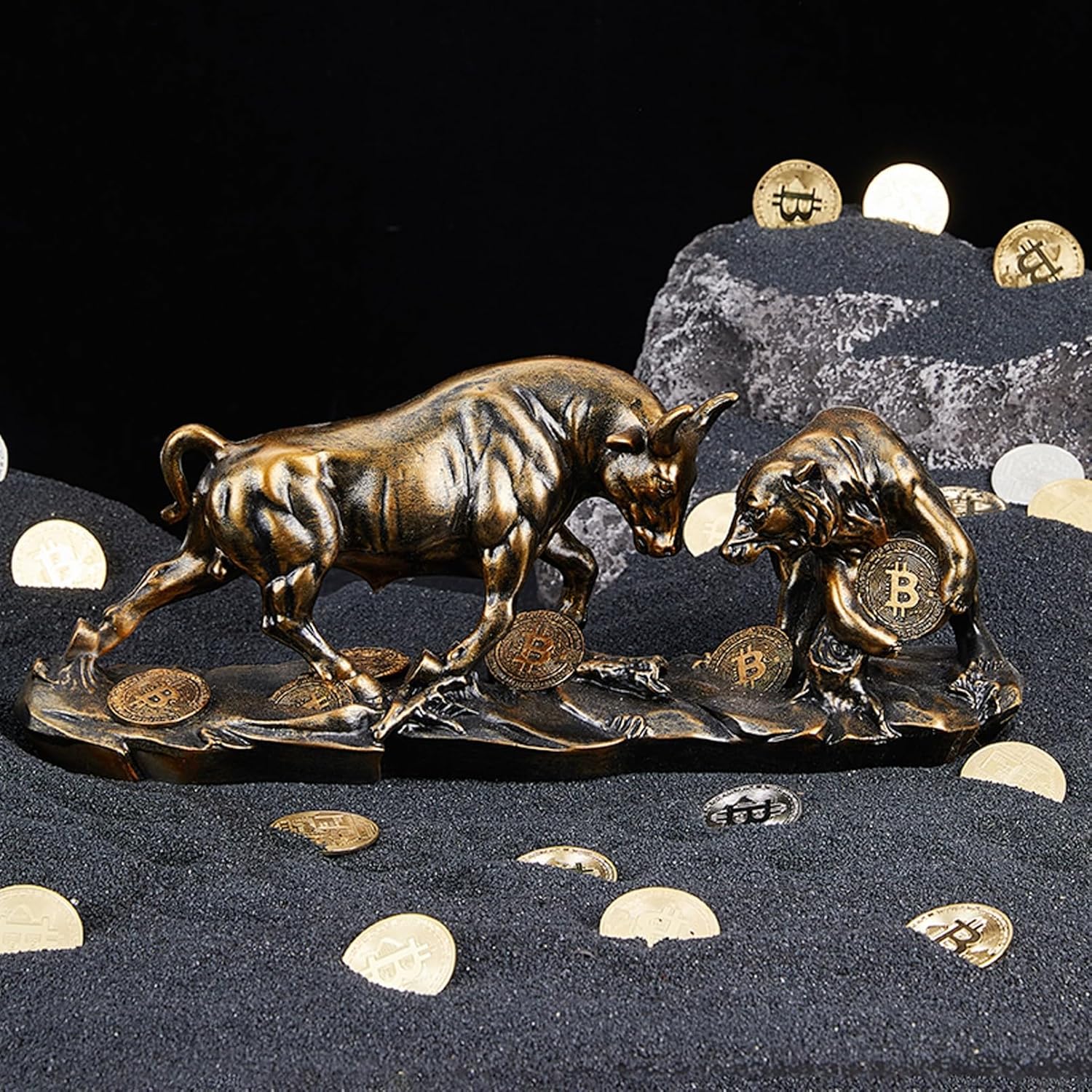 Amazon.com: AETVRNI Wall Street Bull and Bear Statue-Bull and Bear Statue,Resin Abstract ...