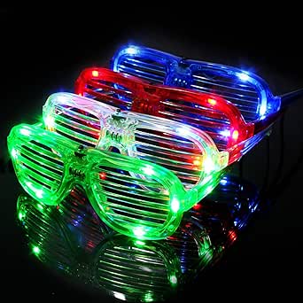 Amazon.com: M.best 4 Pack LED Glasses 4 Colors Light Up Glasses Glow In ...
