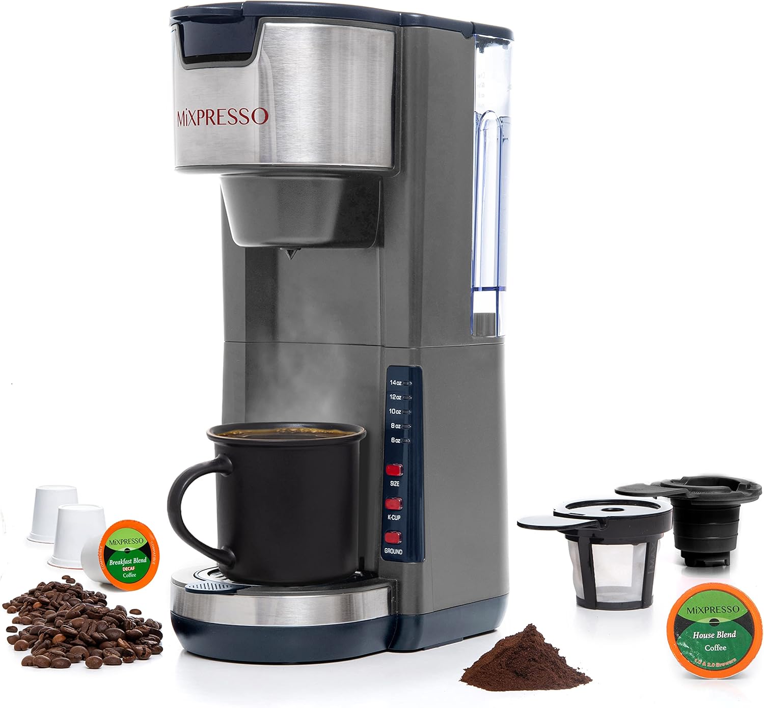 Amazon.com: Mixpresso Single Serve 2 in 1 Coffee Brewer K-Cup Pods ...