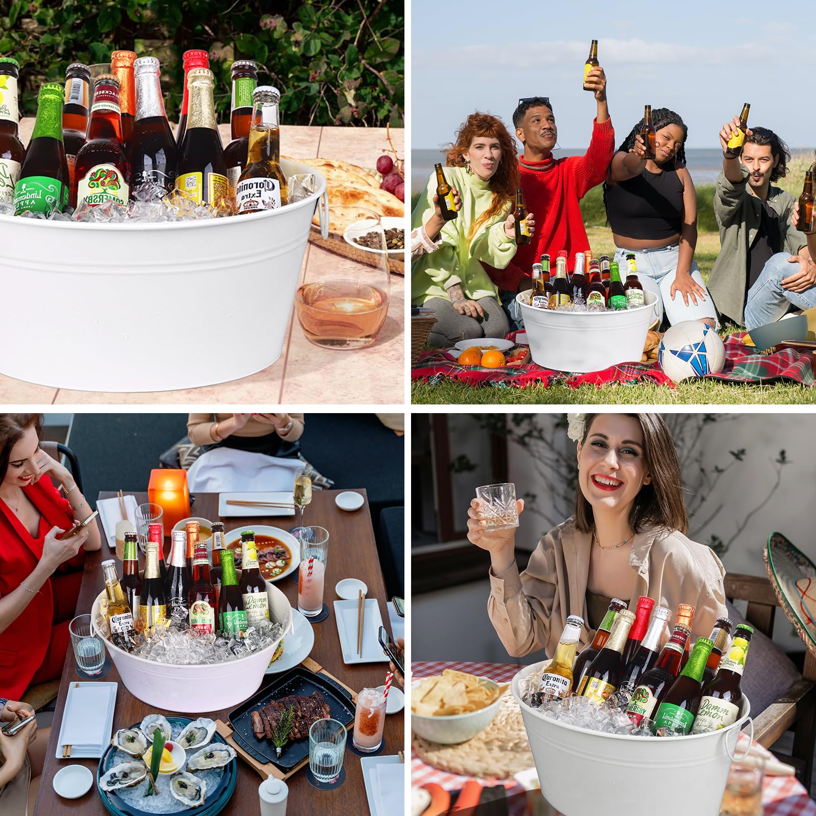 Snapklik.com : Ice Bucket, Oval Beverage Tub, Galvanized Bucket And ...