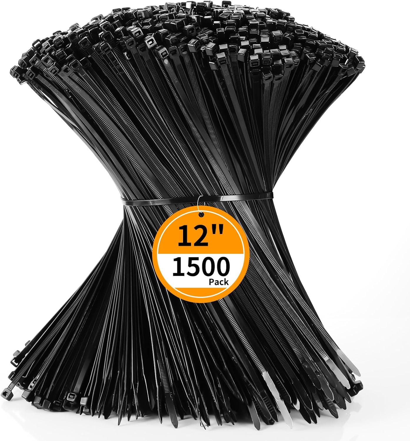 Amazon.com: Cable Zip Ties 12 inch Cehony 1500 Pack Black Zip Ties Heavy Duty 50lbs Tensile ...