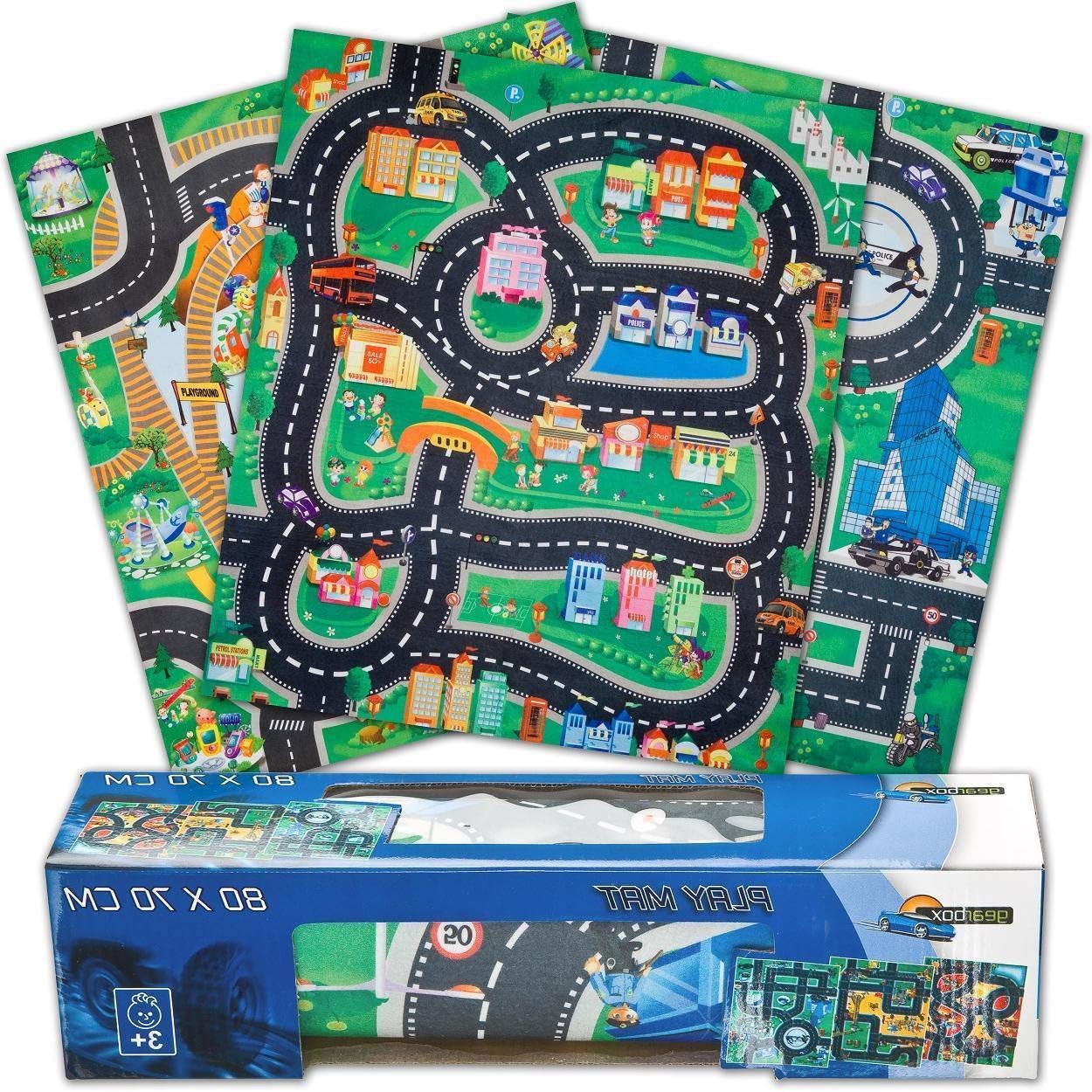 Children Role Play Car & Road Play Mat Roll Up Toy with Easy Storage ...