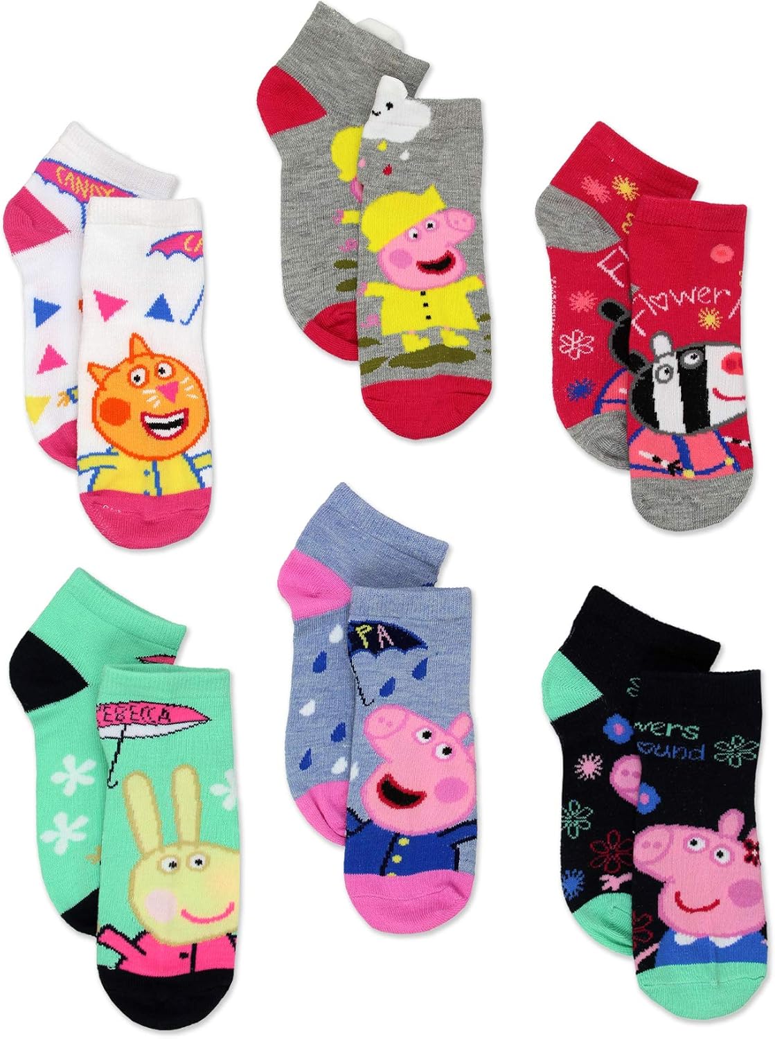 Amazon.com: Peppa Pig Girls 6 Pack Quarter Socks Set (Shoe: 10-4 (Sock ...