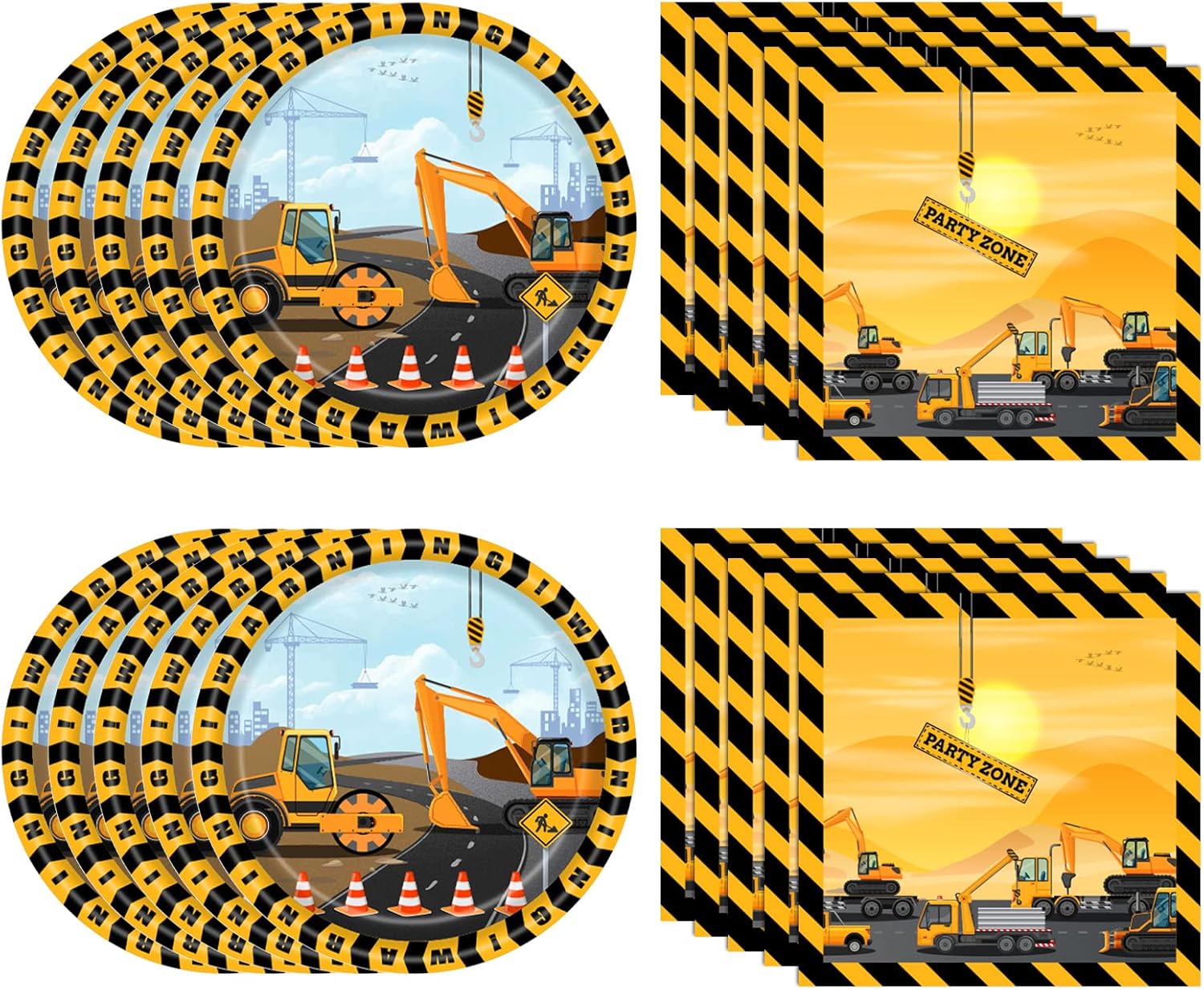 Amazon.com: Construction Birthday Party Supplies,20 Digger Paper Plates ...