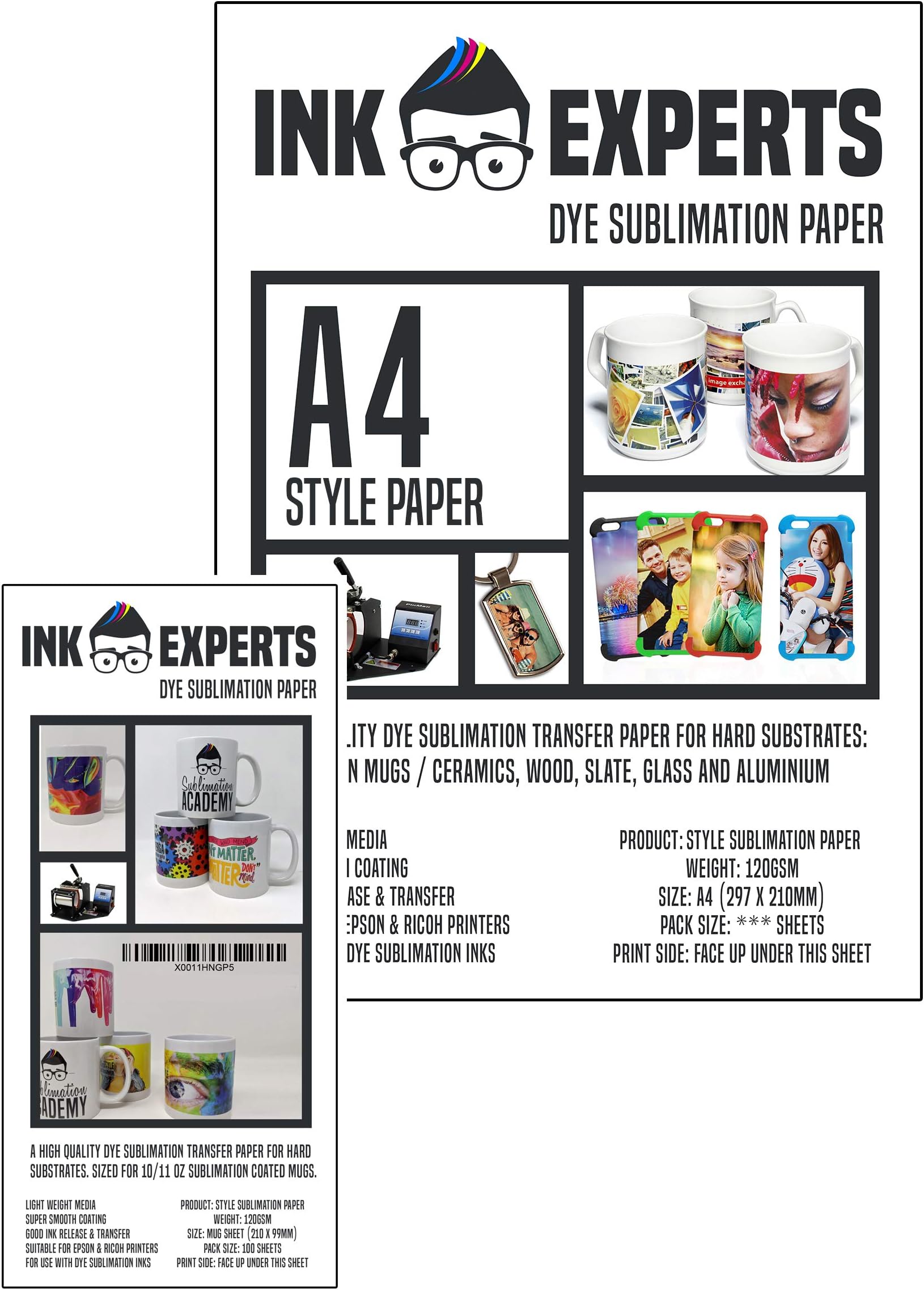 Ink Experts Style A4 and Mug Size Sublimation Paper Bundle Pack ...