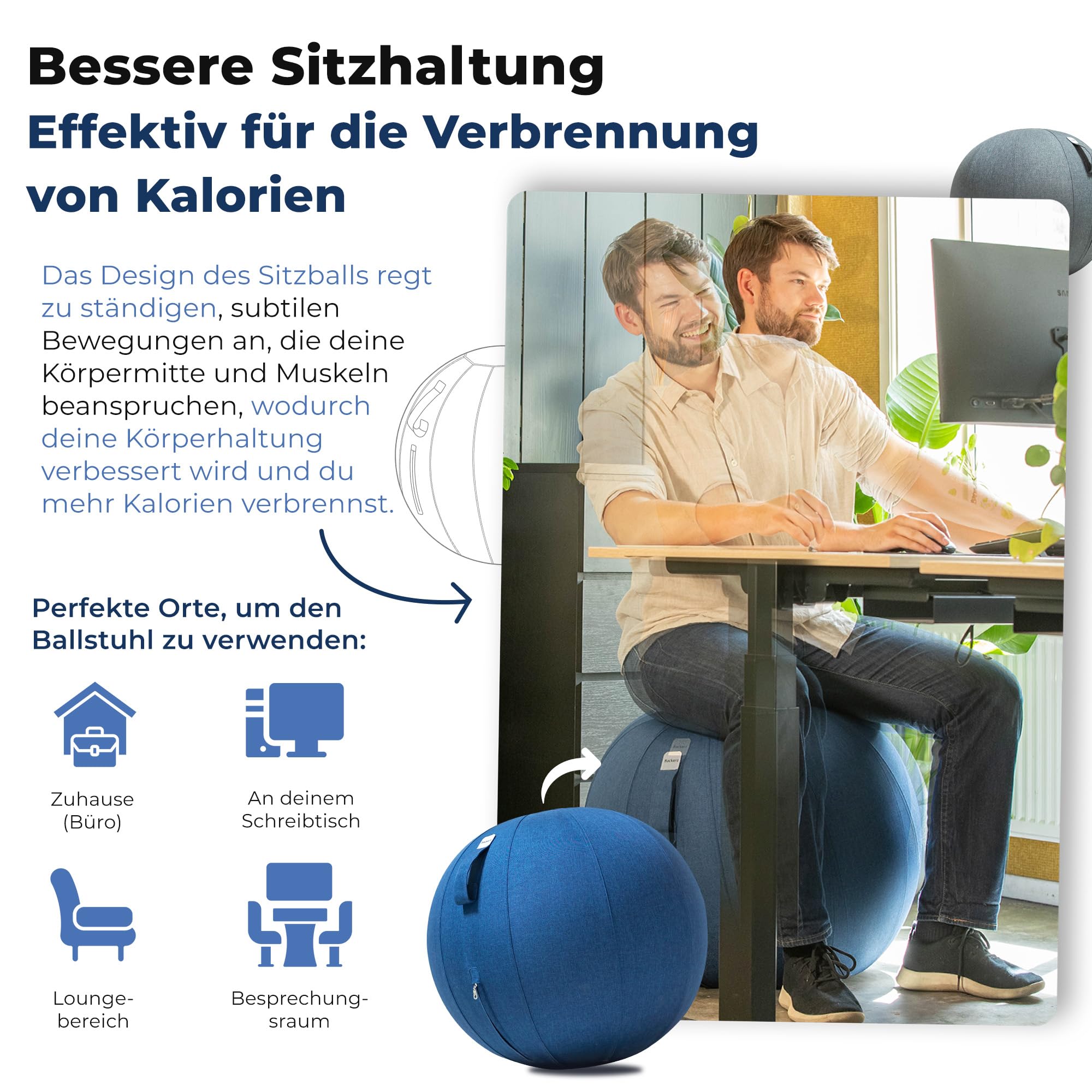 Ergonomic Ball Office Chair Home Furniture Design 55cm Exercise Ball