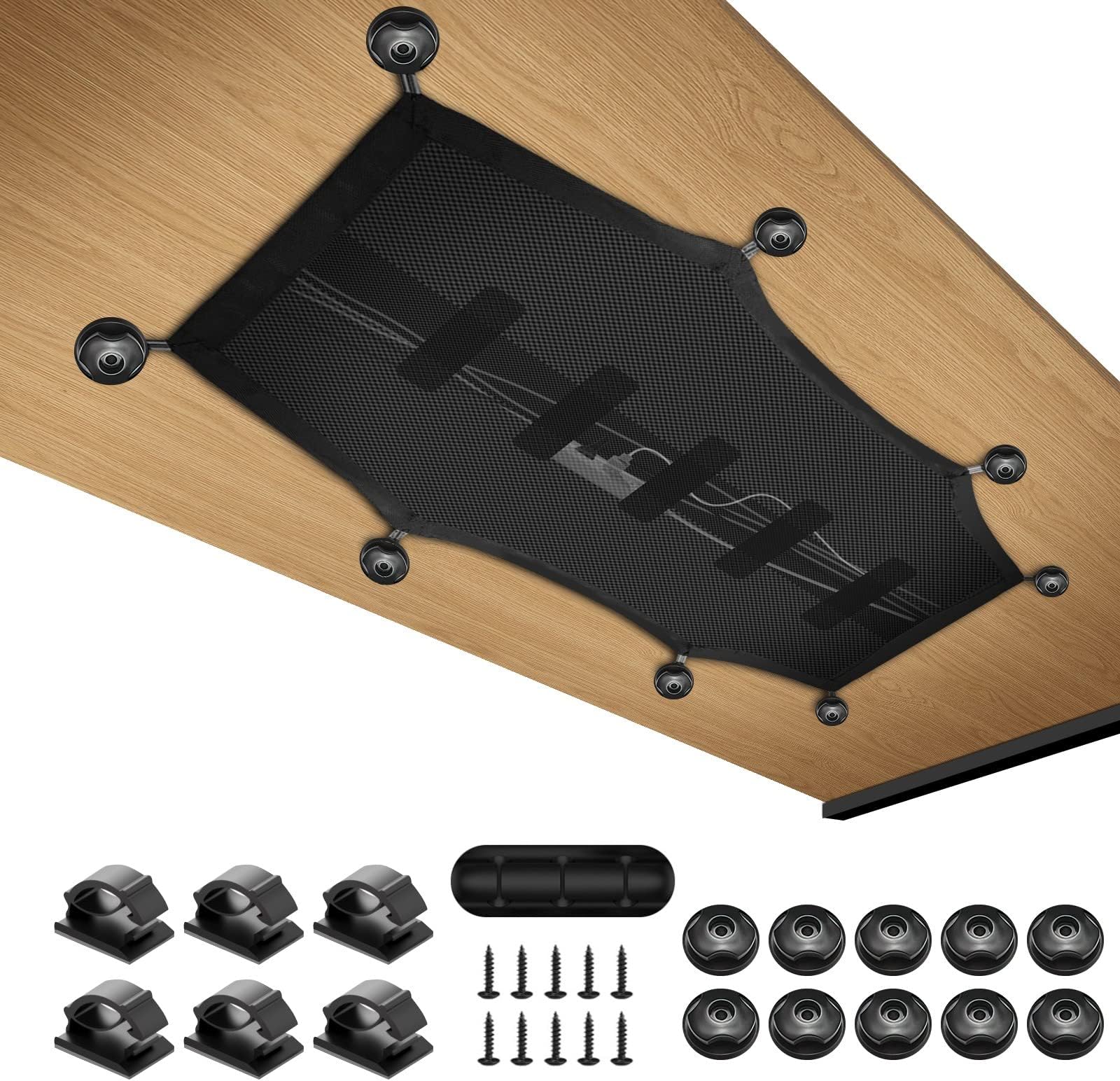 Amazon.com: Cable Management Net Under Desk Kit, Large Capacity Black ...