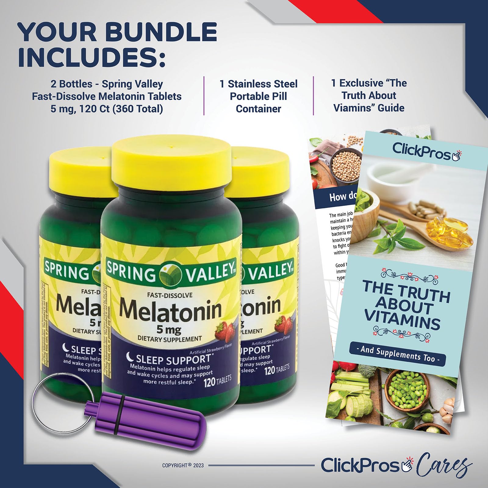 Snapklik.com : Spring Valley Melatonin Fast-Dissolve Tablets, 5 Mg, 120 ...